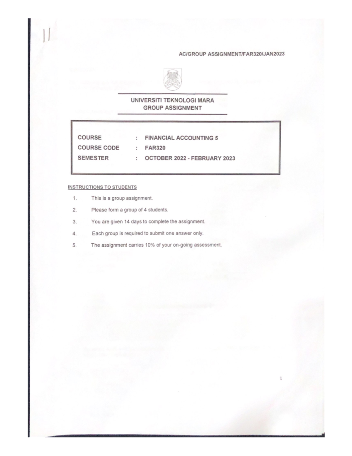 Group Assignment Far320 Financial Accounting Studocu