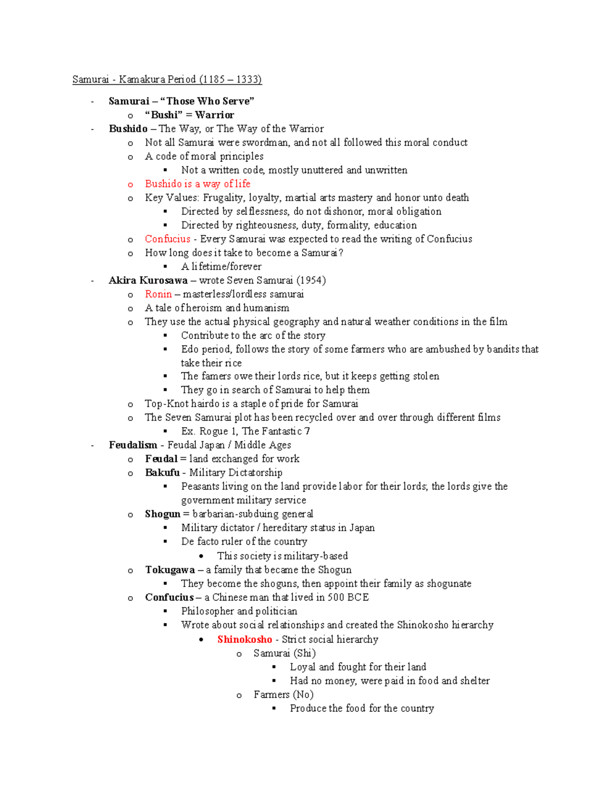 Samurai - Lecture notes for the course with Dr. Cynthia Bland ...