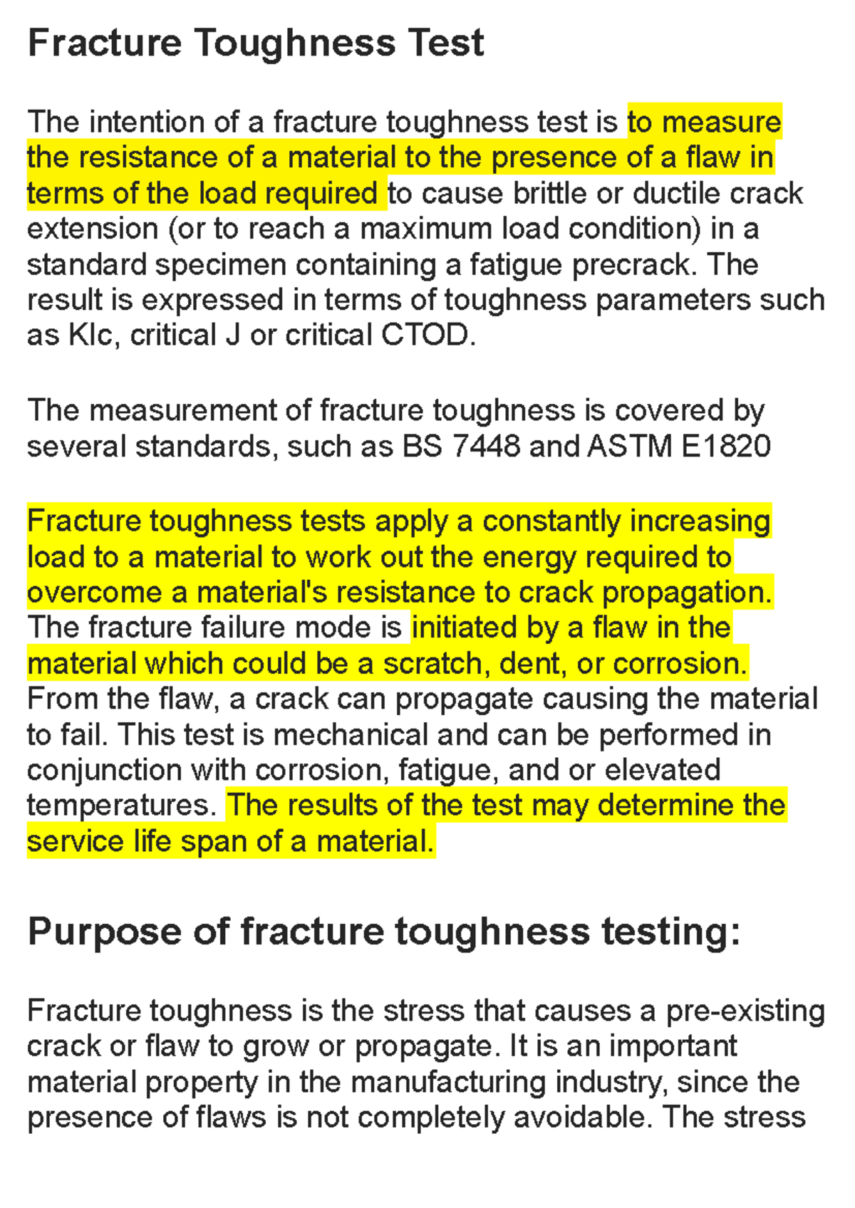 Notes 231128 133825 - fracture toughness test The intention of a ...