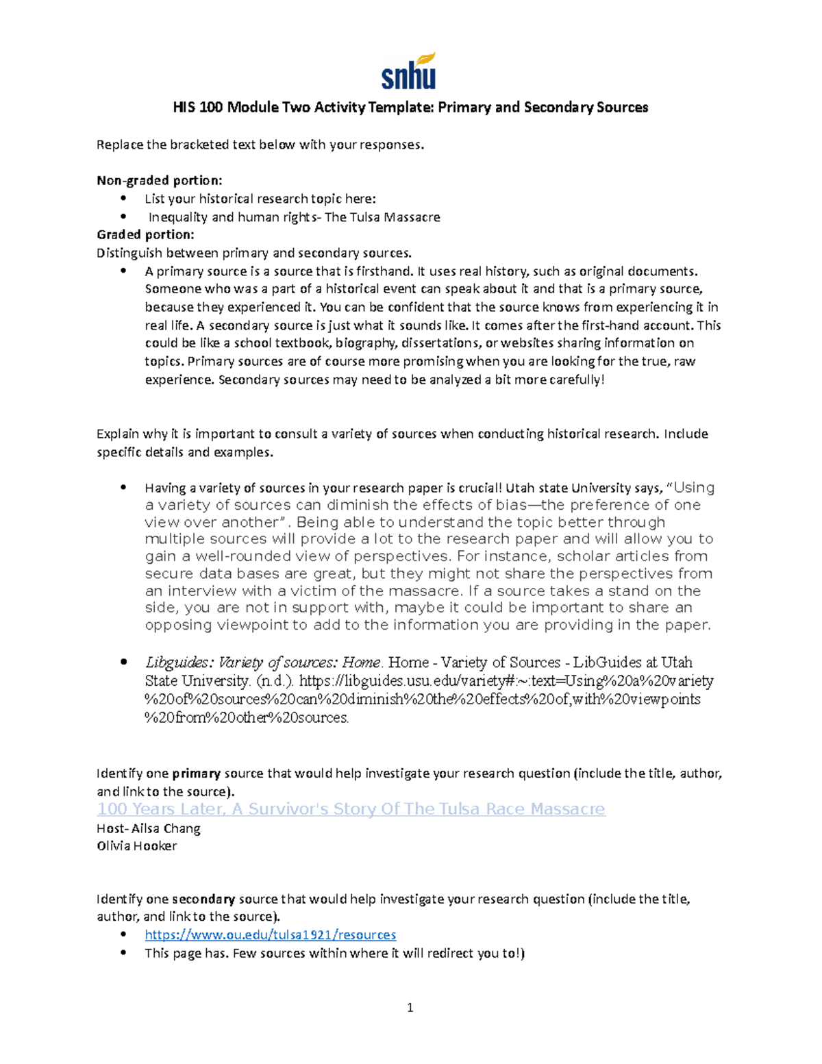 HIS 100 Module Two Activity Sources Template - HIS 100 Module Two ...
