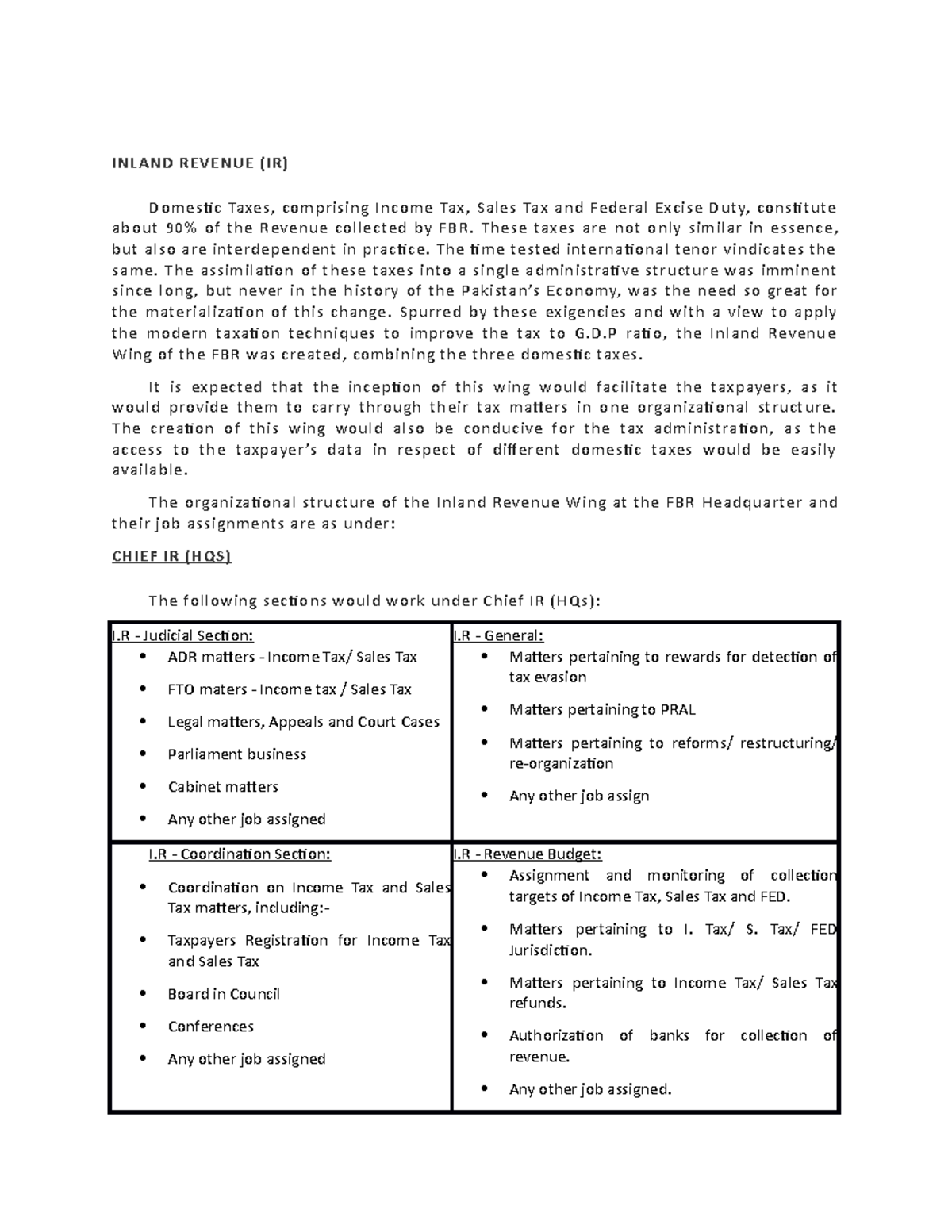 Inland Revenue - assignment work - INLAND REVENUE (IR) Domestic Taxes ...