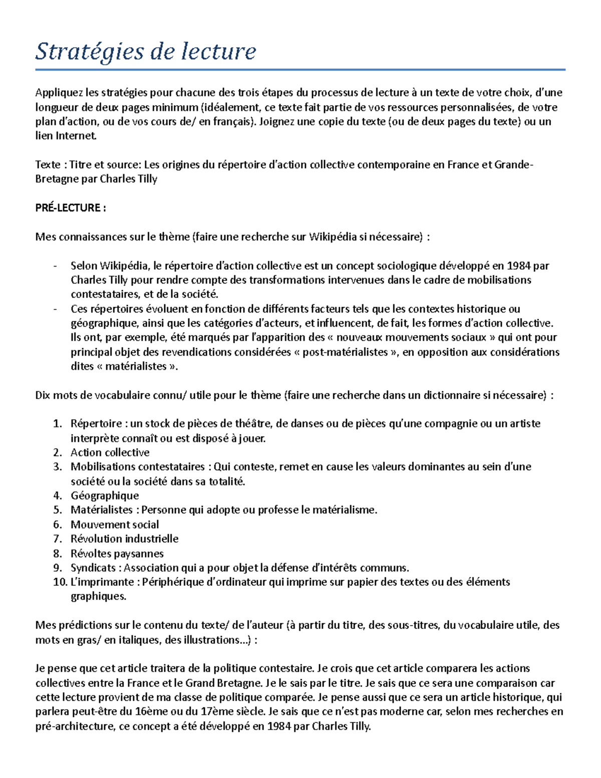 Devoir 3 Stratégies de lecture-2 - Stratégies de lecture Appliquez les ...