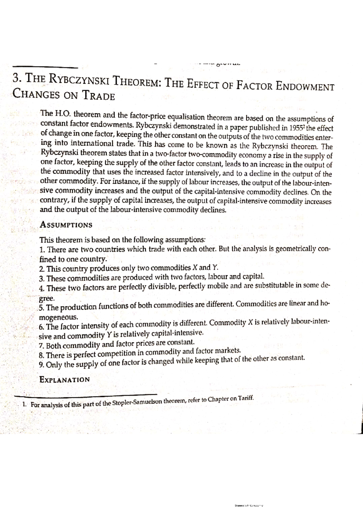 Rybczynski Theorem - The notes tells about the effect of factor ...