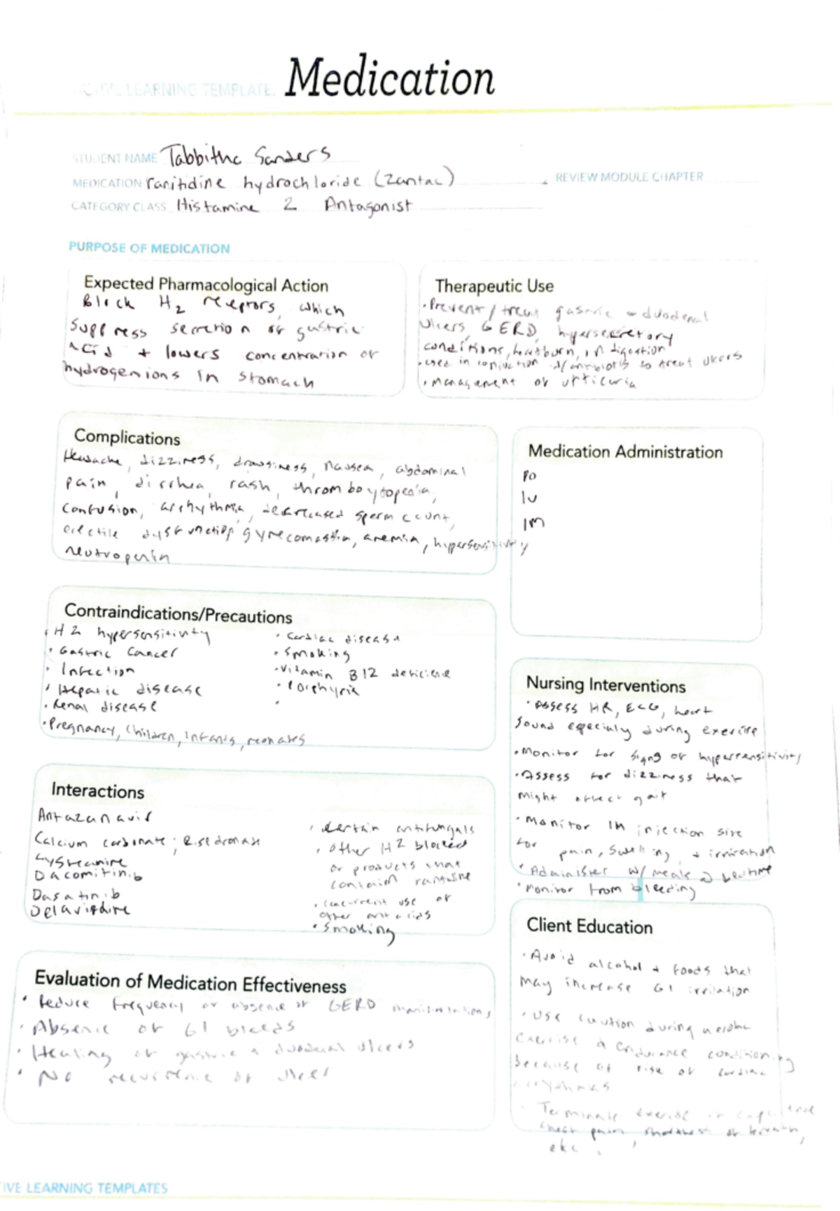 Alternate Clinical Assignment Week 6 medication templates - Medication ...