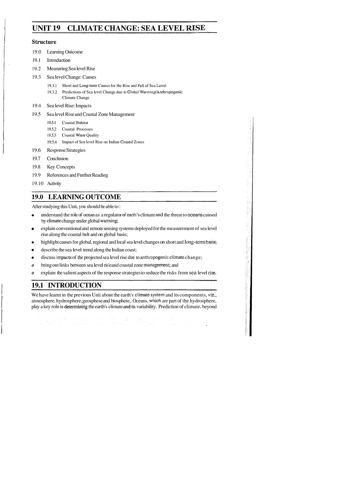 SEA Level RISE Climate Change Unit-19 - UNIT 19 CLIMATE CHANGE: SEA ...