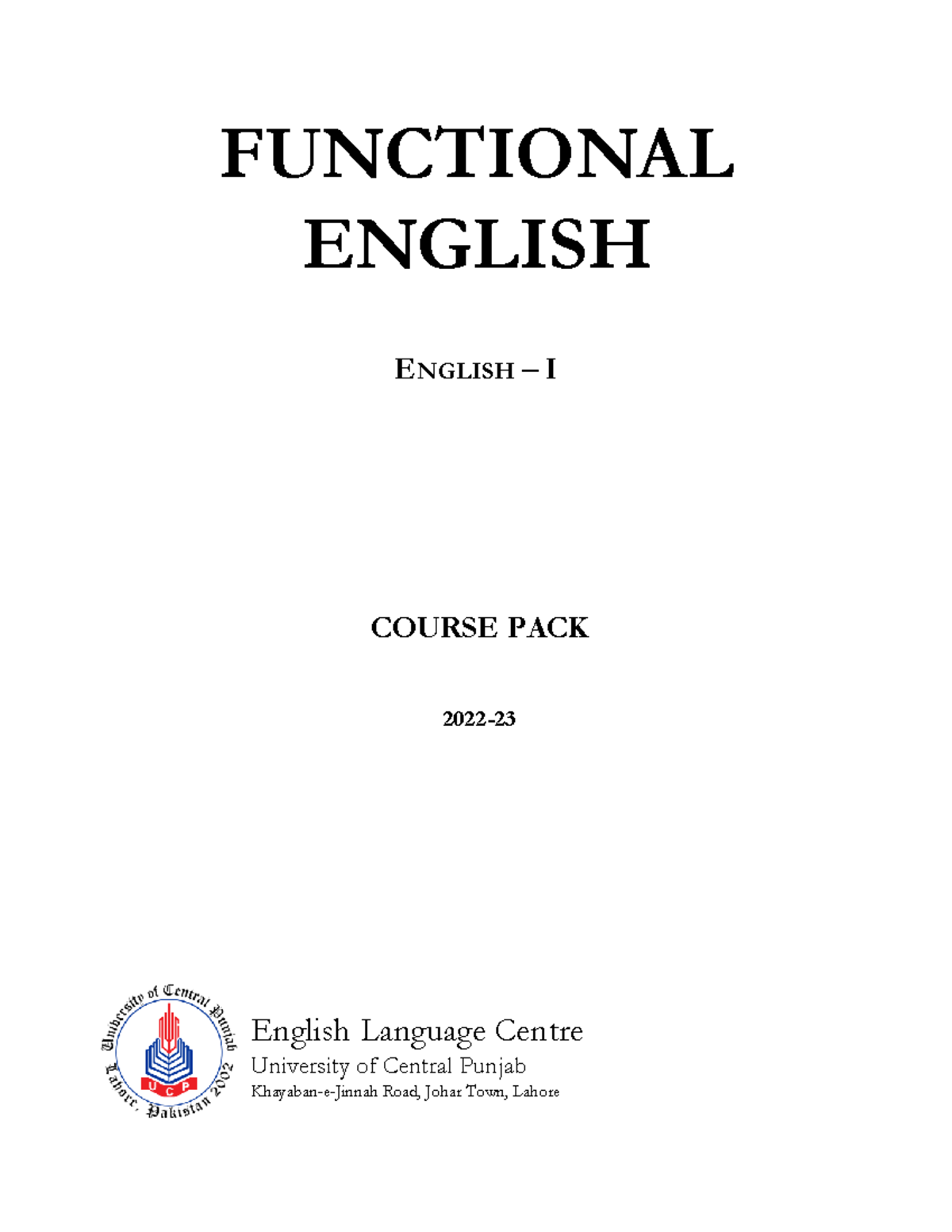 FE Course Pack - FUNCTIONAL ENGLISH ENGLISH – I COURSE PACK 2022 ...
