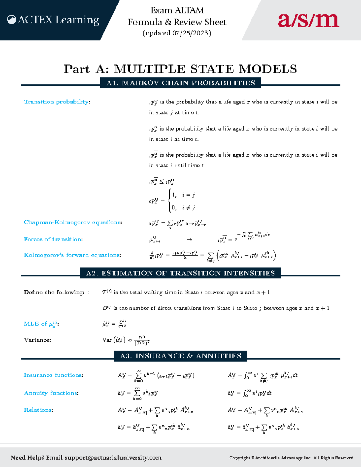 Altam FS - Need Help? Email support@actuarialuniversity Copyright ...