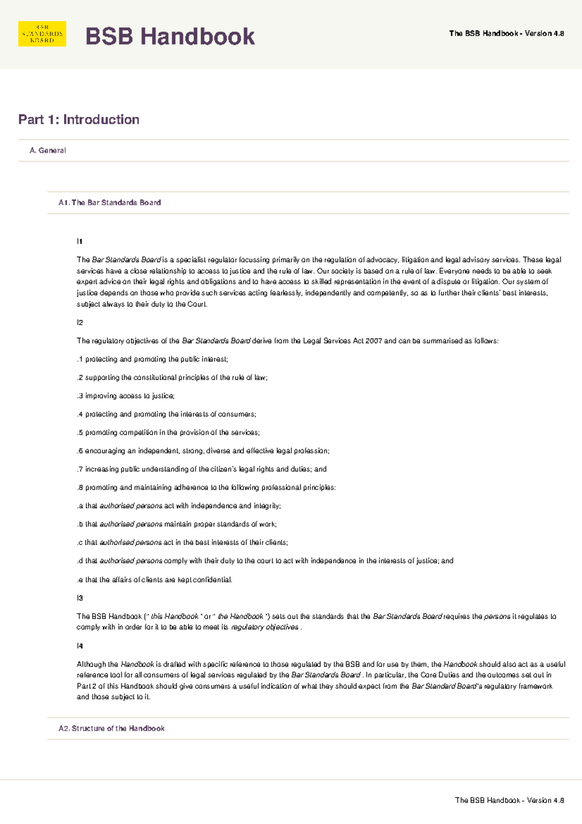 BSB Handbook Version - czcj - Part 1: Introduction A. General A1. The ...