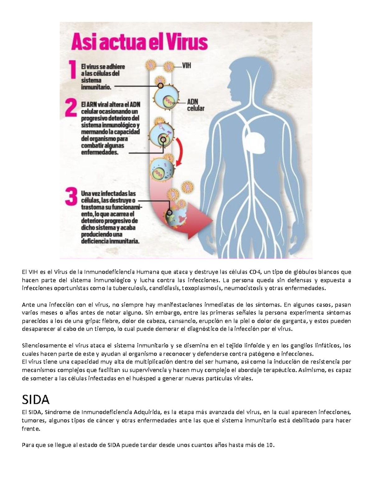 8º Resumen El VIH es el Virus de la Inmunodeficiencia Humana - El VIH ...