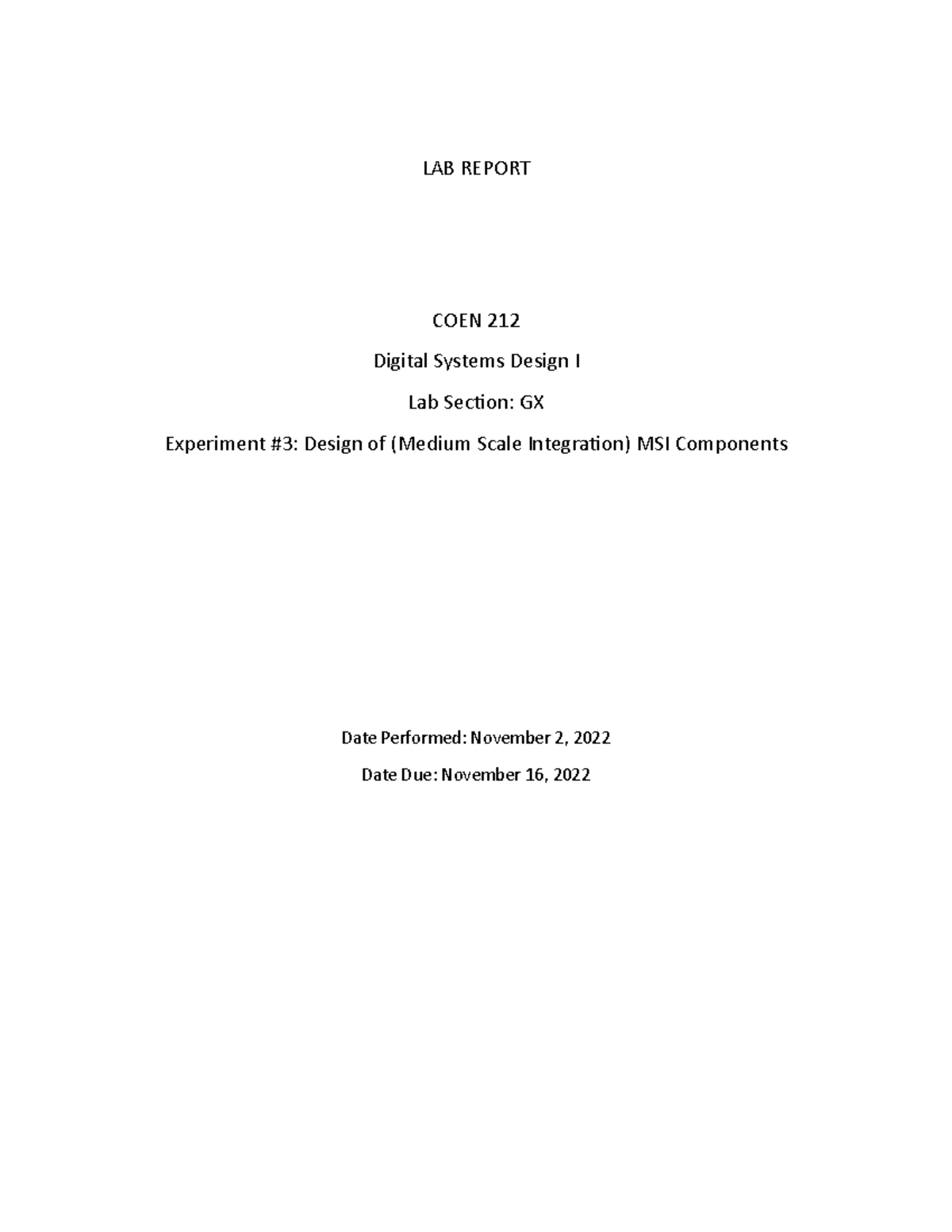 Lab 3 rapport - Lab report 3 Coen 212 - LAB REPORT COEN 212 Digital ...