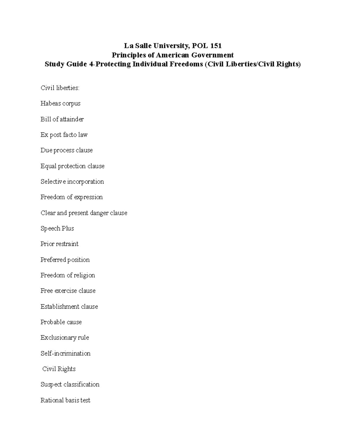 Week+4++Study+Guide - STUDY GUIDE - La Salle University, POL 151 ...