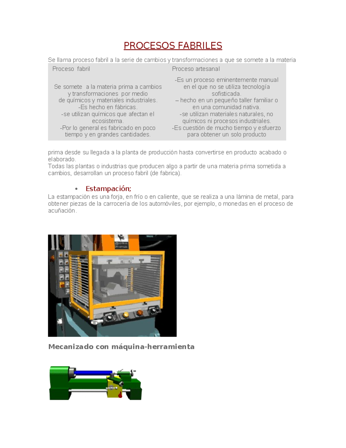 Proceso fabril - aprendizaje - PROCESOS FABRILES Se llama proceso ...