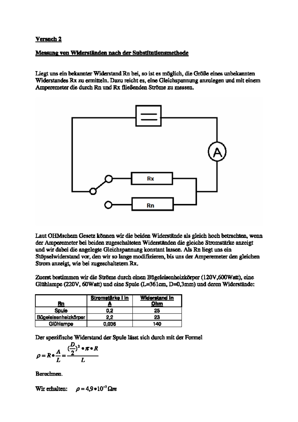 Versuche 2,5 - Versuchsprotokoll - Versuch 2 Messun von nach der ...
