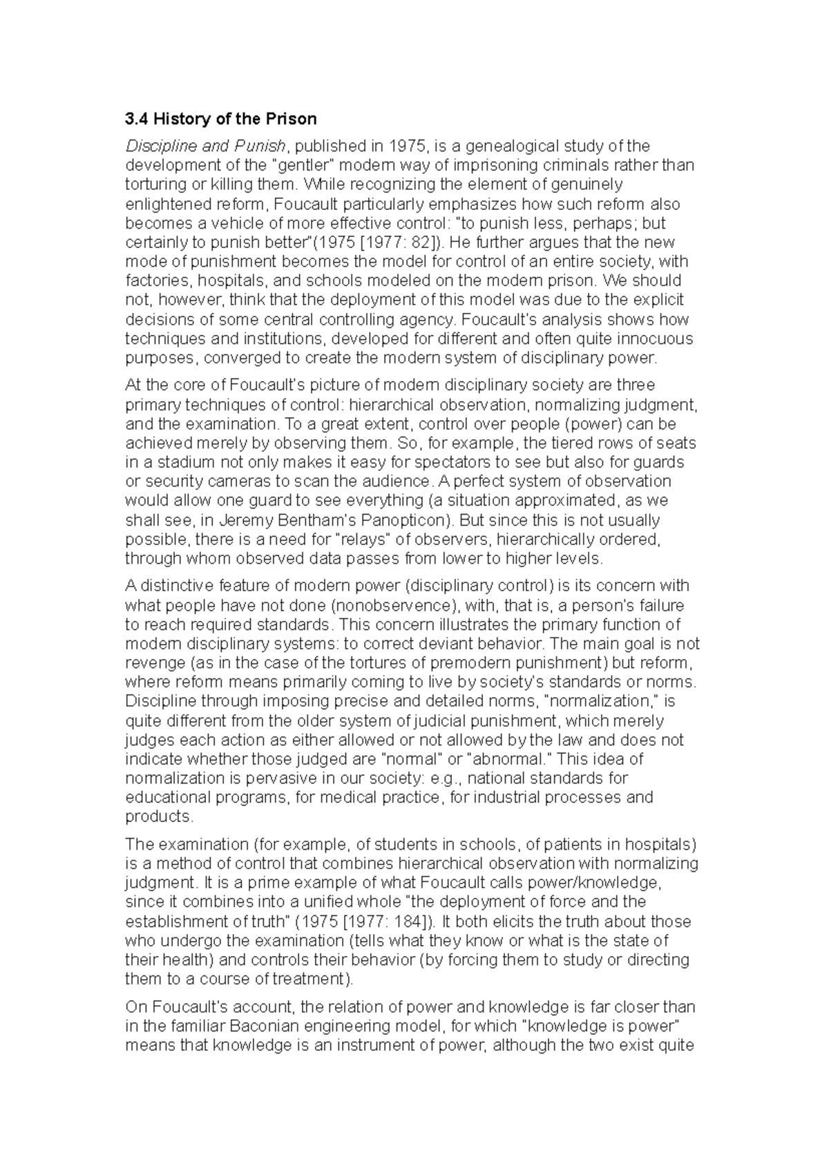 Power exercice in prison by Michel Foucault - 3 History of the Prison ...