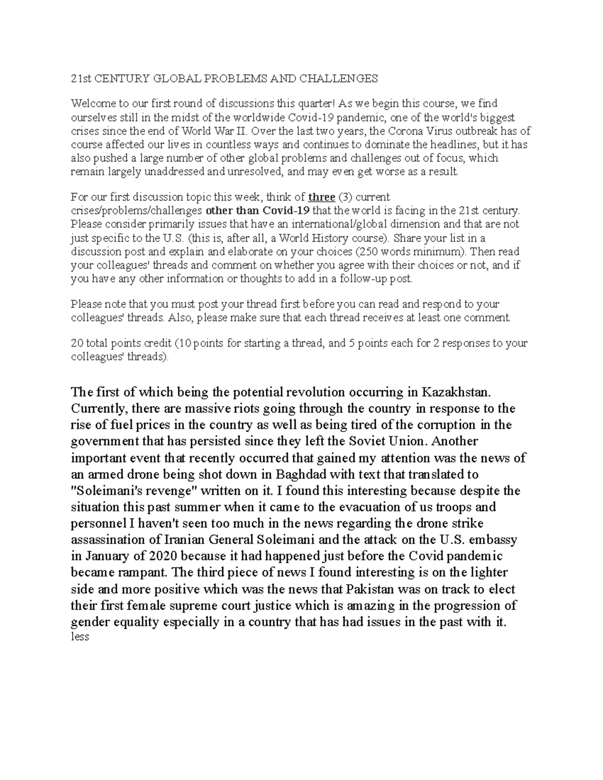 HST 113 questions 30 - 21st CENTURY GLOBAL PROBLEMS AND CHALLENGES ...