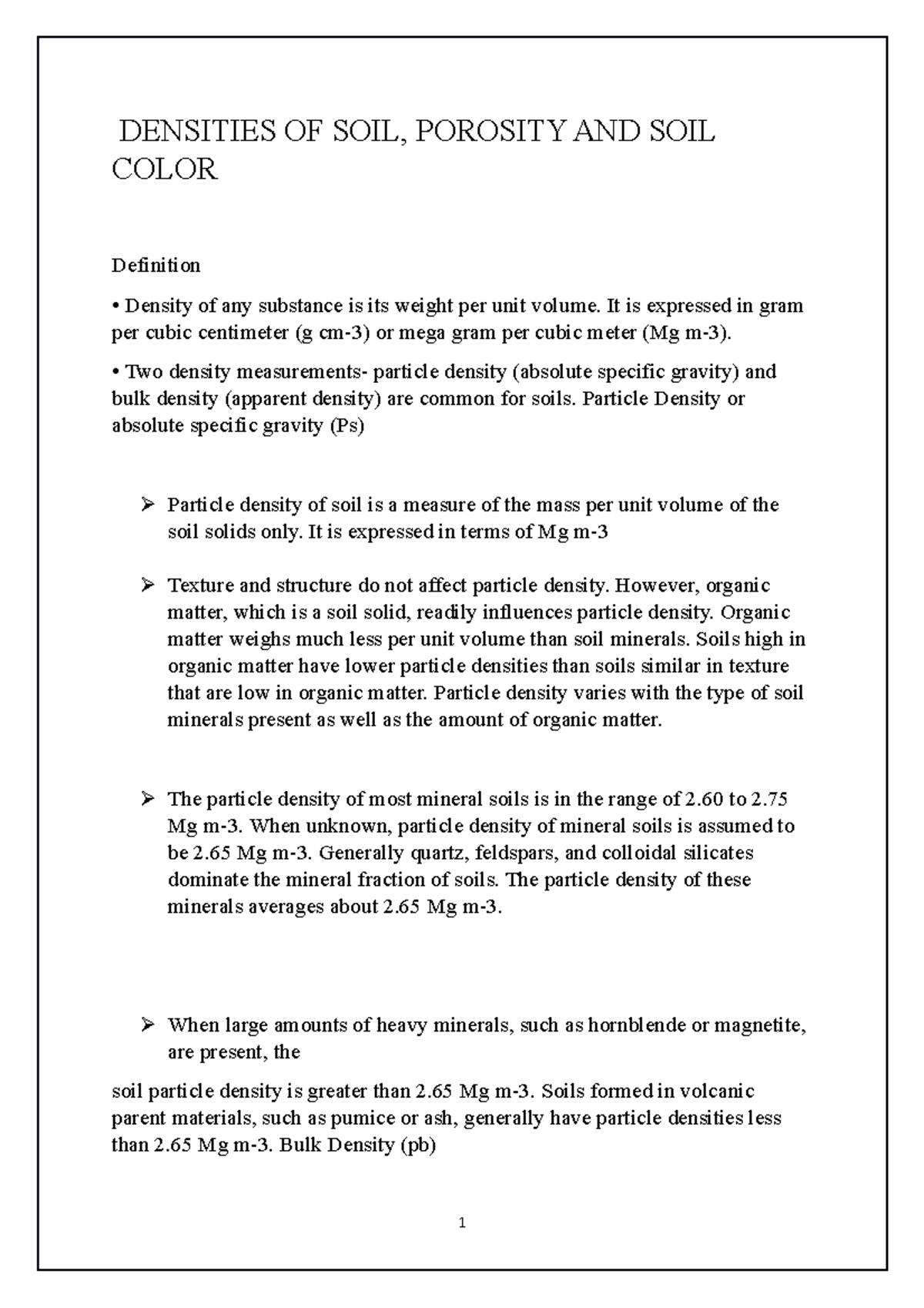 Densities OF SOIL - Lecture notes 5-6 - DENSITIES OF SOIL, POROSITY AND ...