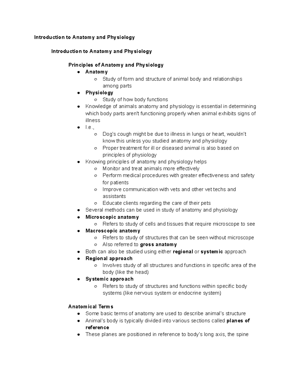 Introduction to Anatomy and Physiology - Introduction to Anatomy and ...