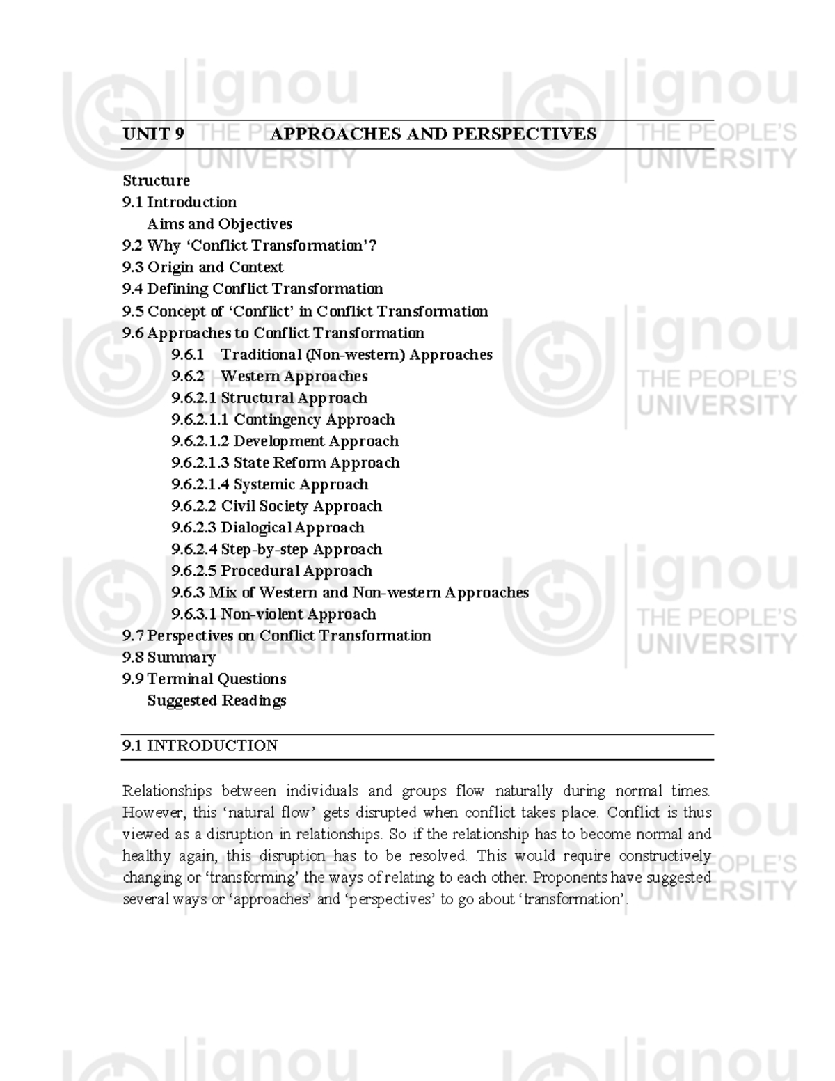 Unit-9 - Ghh - UNIT 9 APPROACHES AND PERSPECTIVES Structure 9 Introduction Aims and Objectives 9 ...