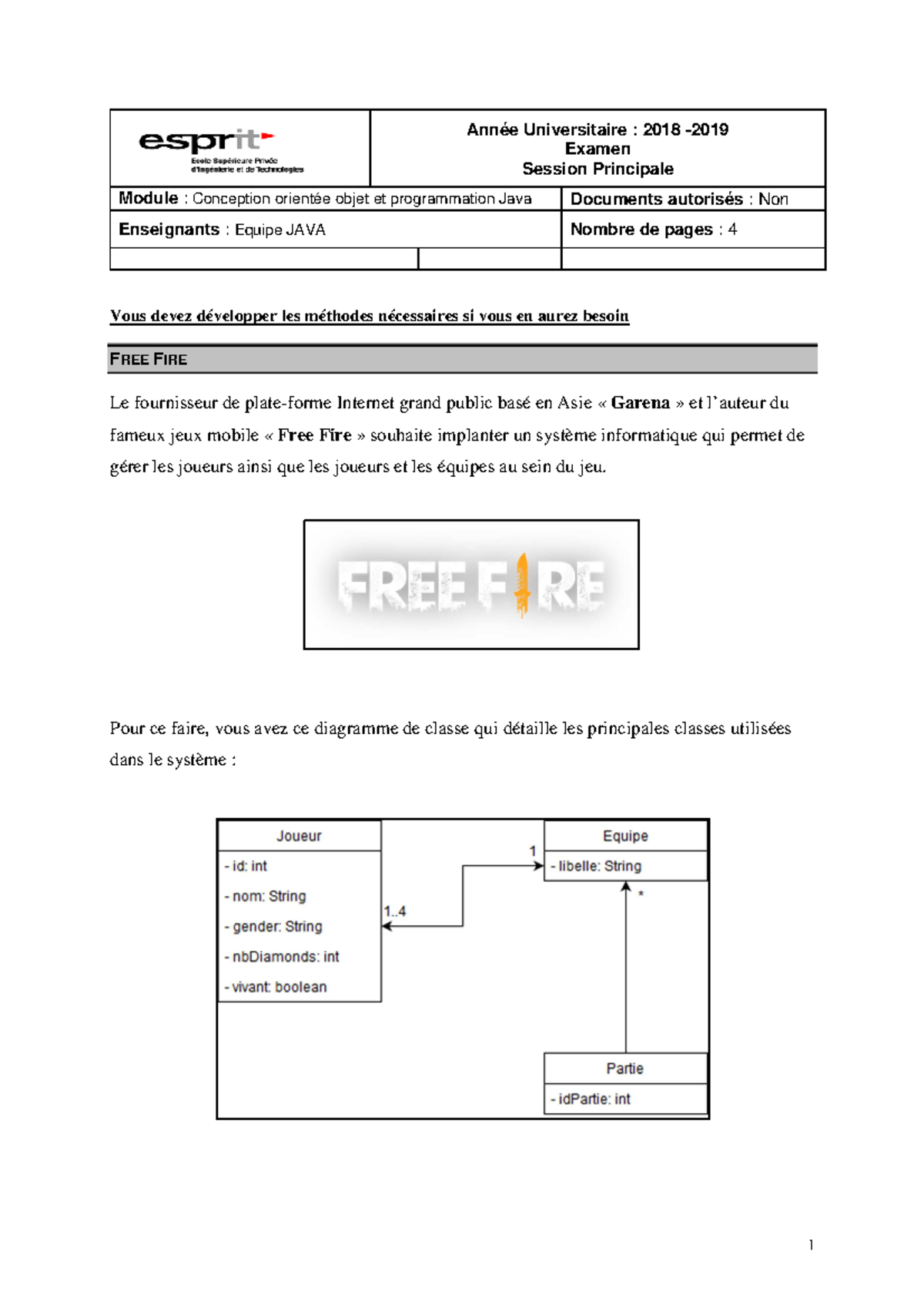Ex-Java-2019 - java exam - 1 Année Universitaire : 2018 - Examen ...