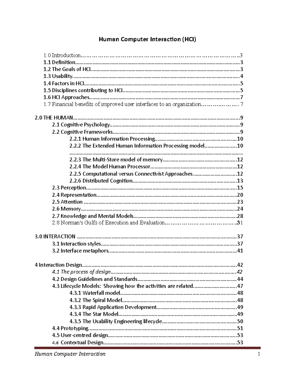 HCI Digital Content - Human Computer Interaction (HCI) 1 Introduction