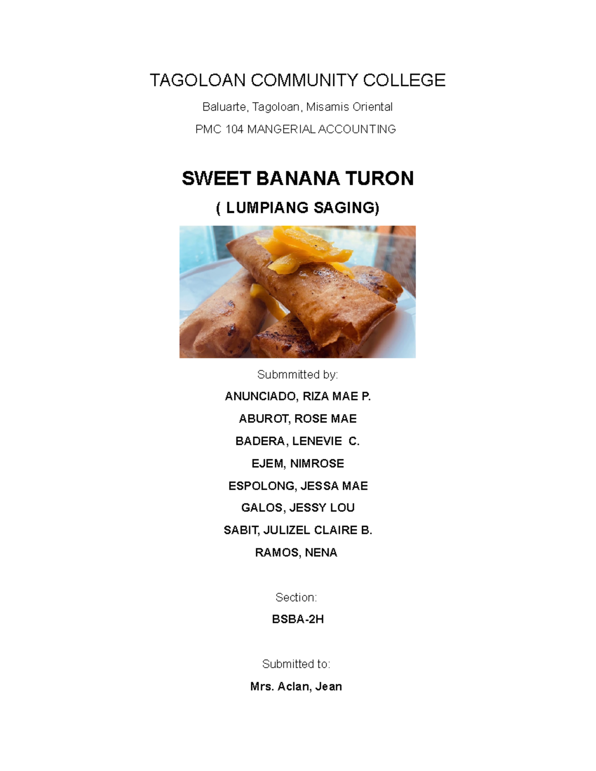 Managerial- Accounting - TAGOLOAN COMMUNITY COLLEGE Baluarte, Tagoloan ...