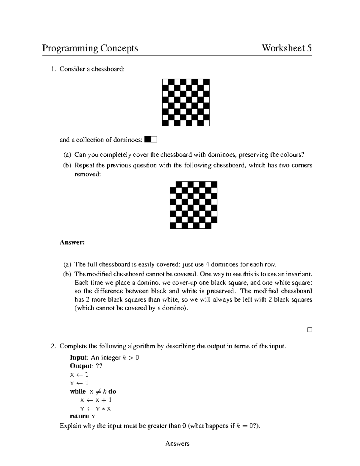 Worksheet 5-ans - Programming Concepts Worksheet 5 Consider a ...