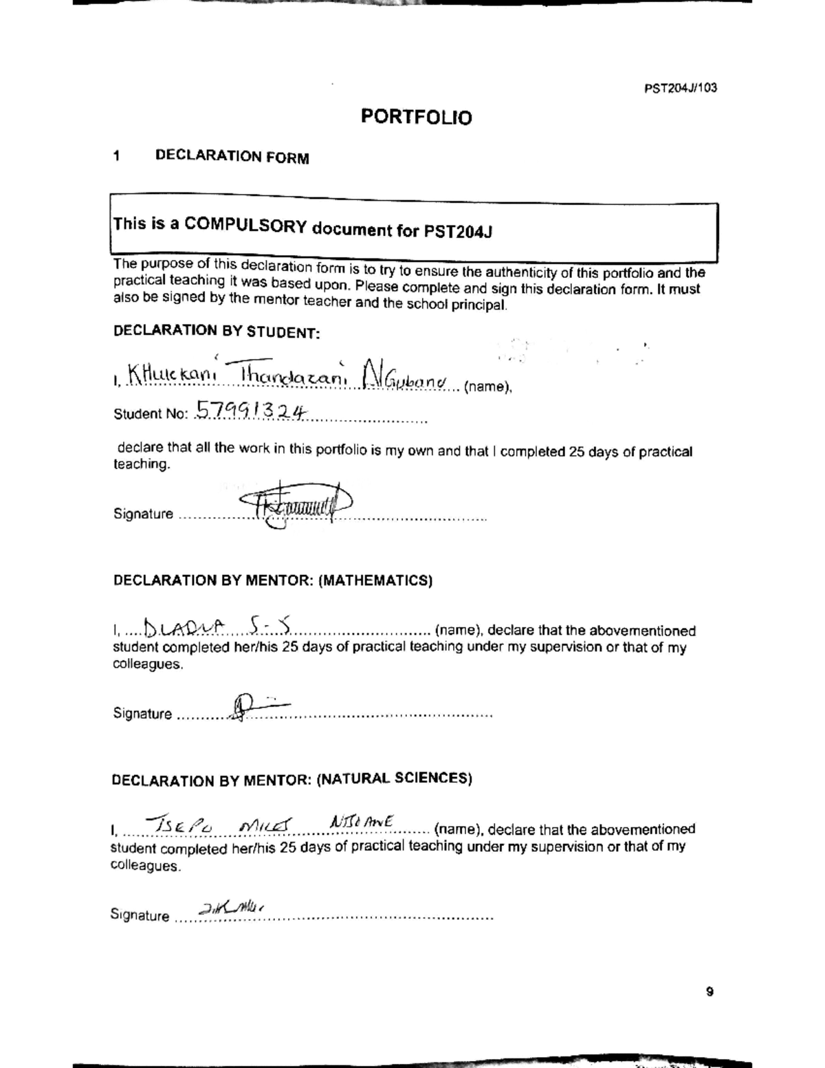 Portfolio 20-Aug-2018 16-57-43 - PORTFOLIO 1 DECLARATION FORM This is a ...