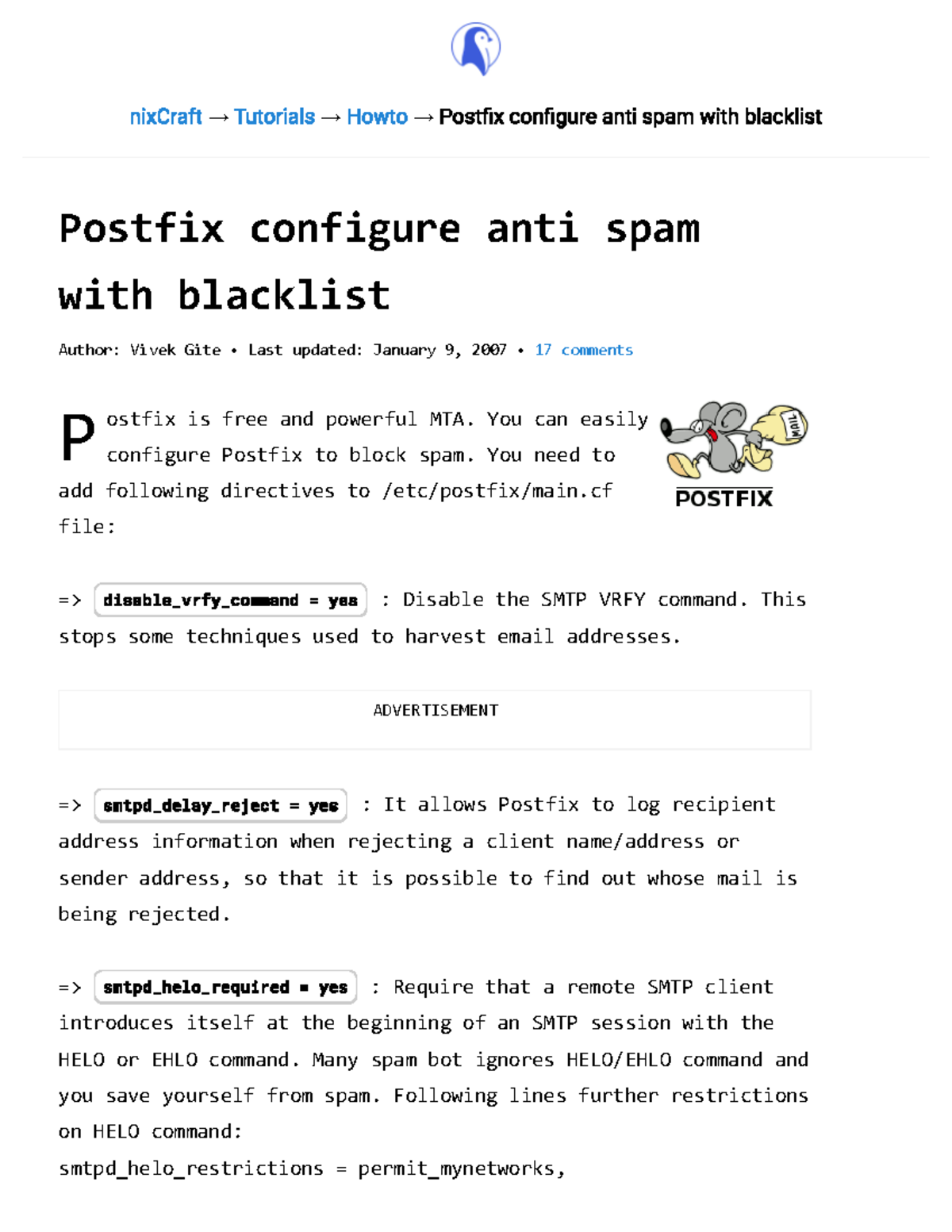 Postfix configure anti spam with blacklist - nix Craft - P → → → ostfix ...