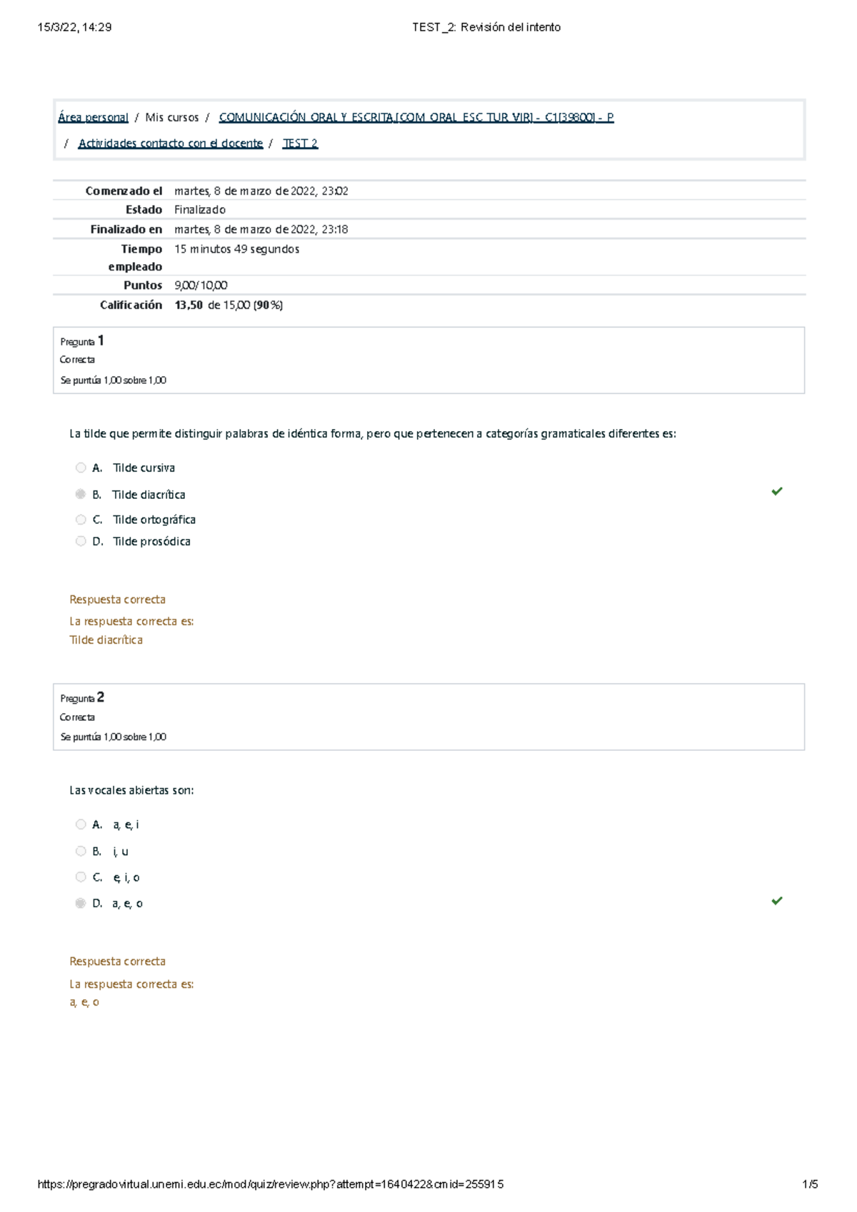 TEST Comunicacion Unidad 3-4 - 15/3/22, 14:29 TEST_2: Revisión del ...