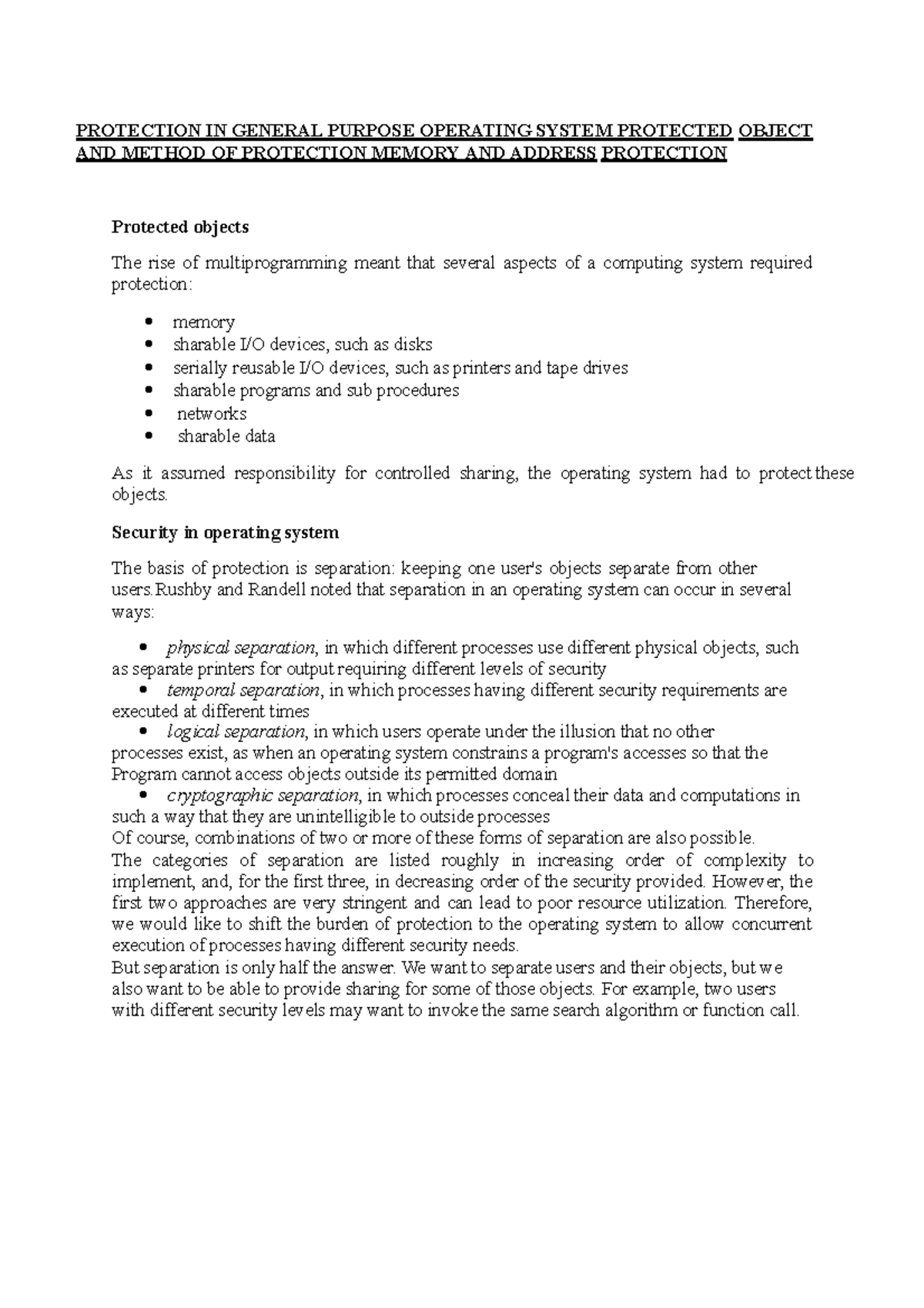 Software Security Resources L5 - PROTECTION IN GENERAL PURPOSE ...