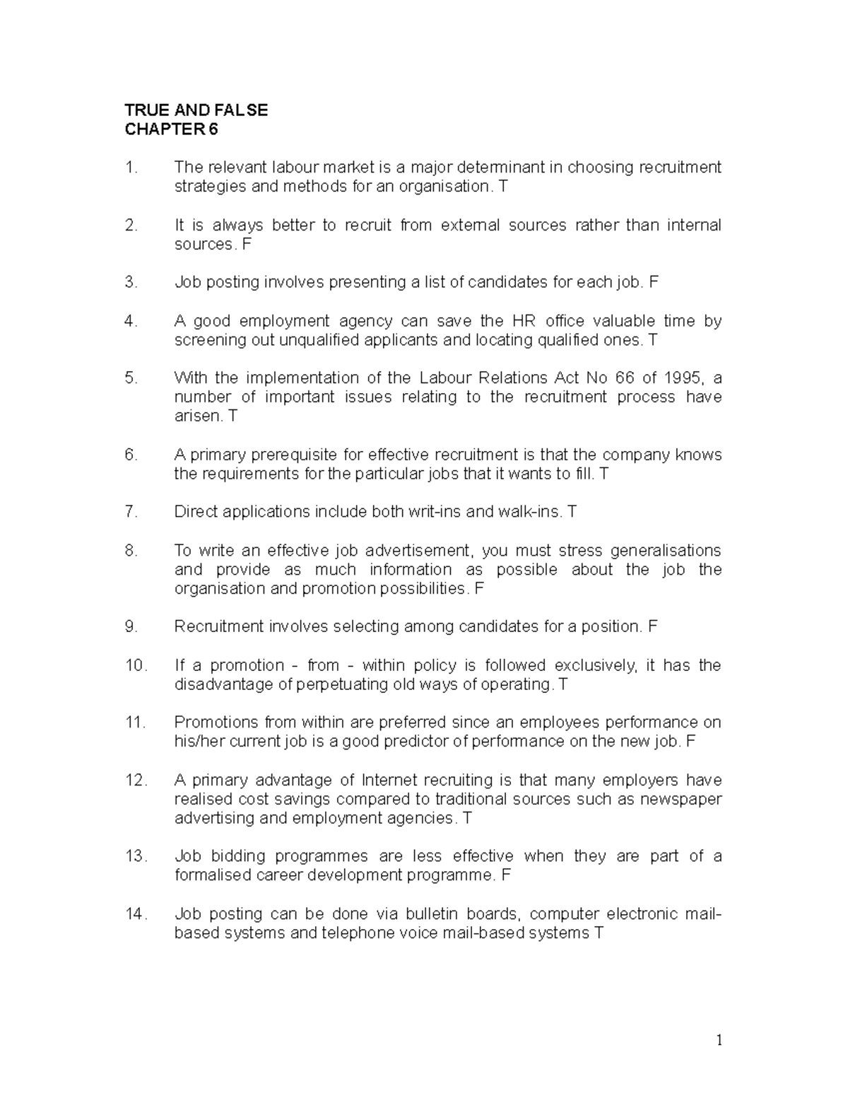 Chapter 6 True And False TRUE AND FALSE CHAPTER 6 The Relevant Labour chapter-6-true-and-false-true-and-false-chapter-6-the-relevant-labour