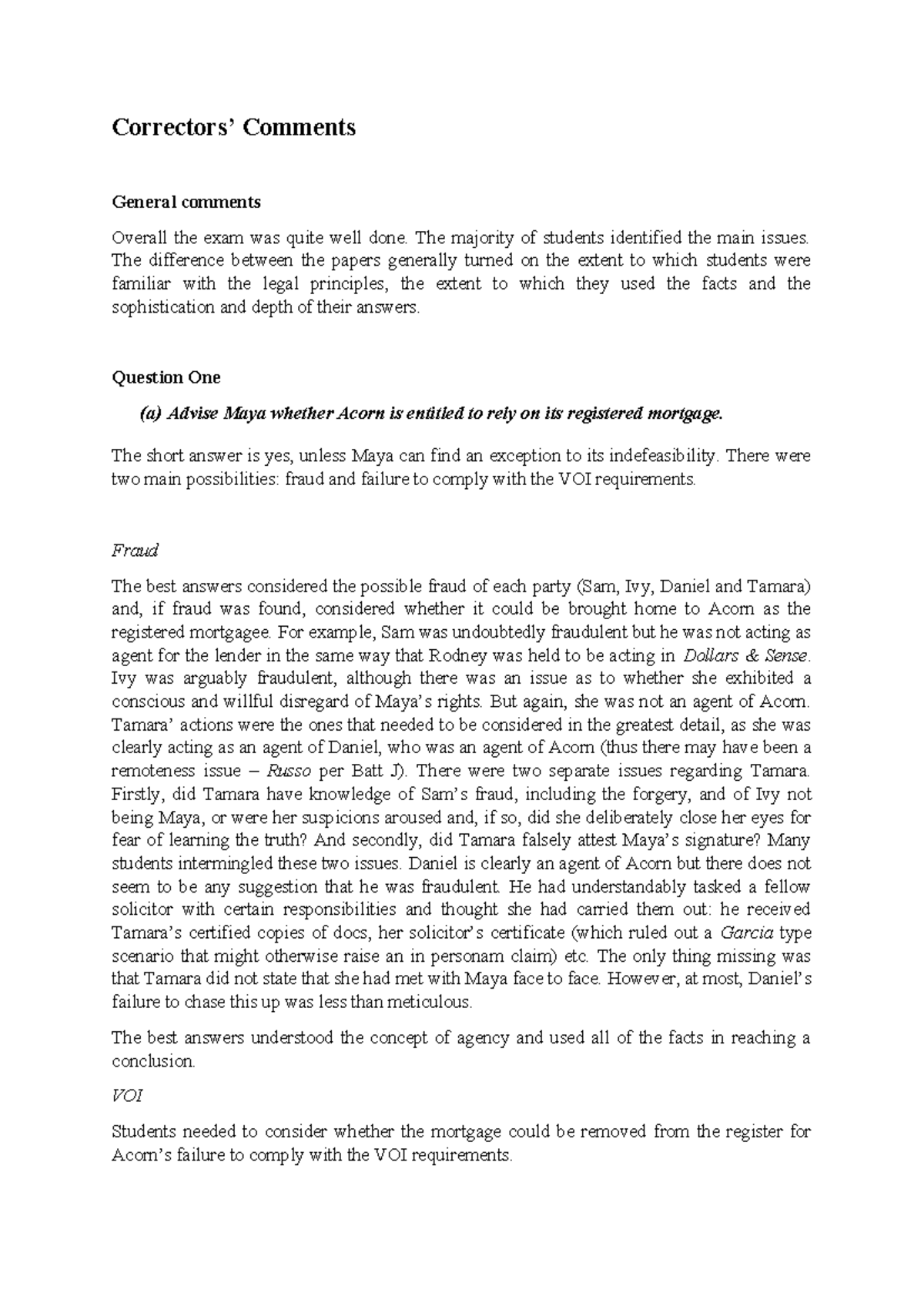 2020 S2 - Examiners' Feedback - Correctors’ Comments General comments ...