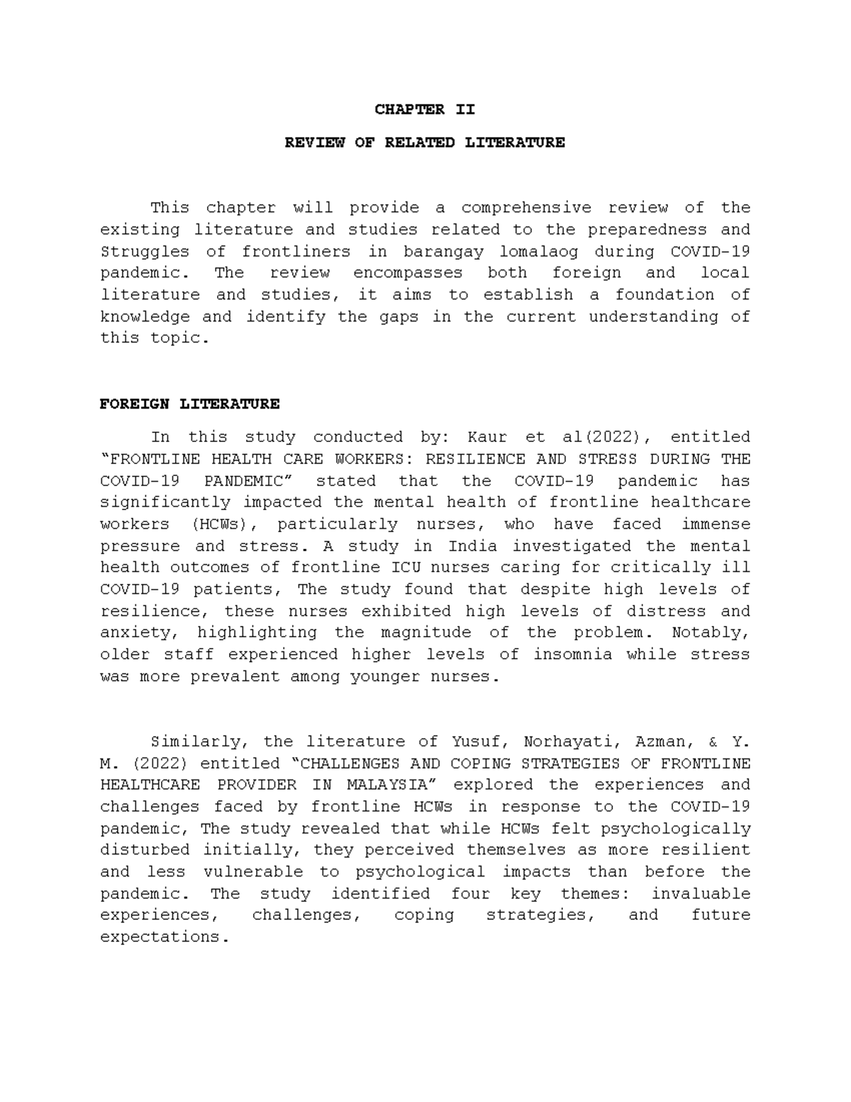 PRACTICAL RESEARCH 2 LNNHS CHAPTER2 - CHAPTER II REVIEW OF RELATED ...