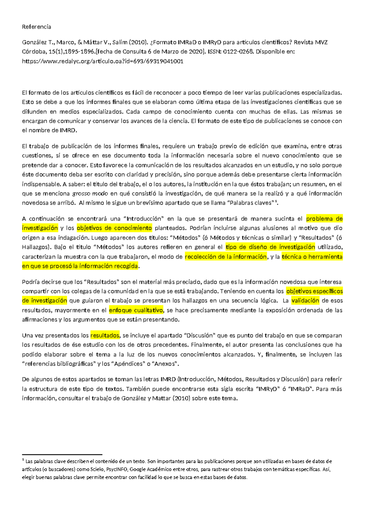 2Â° clase 19 de abril 2022 Qu Ã© es el formato IMRD 2 - Referencia ...