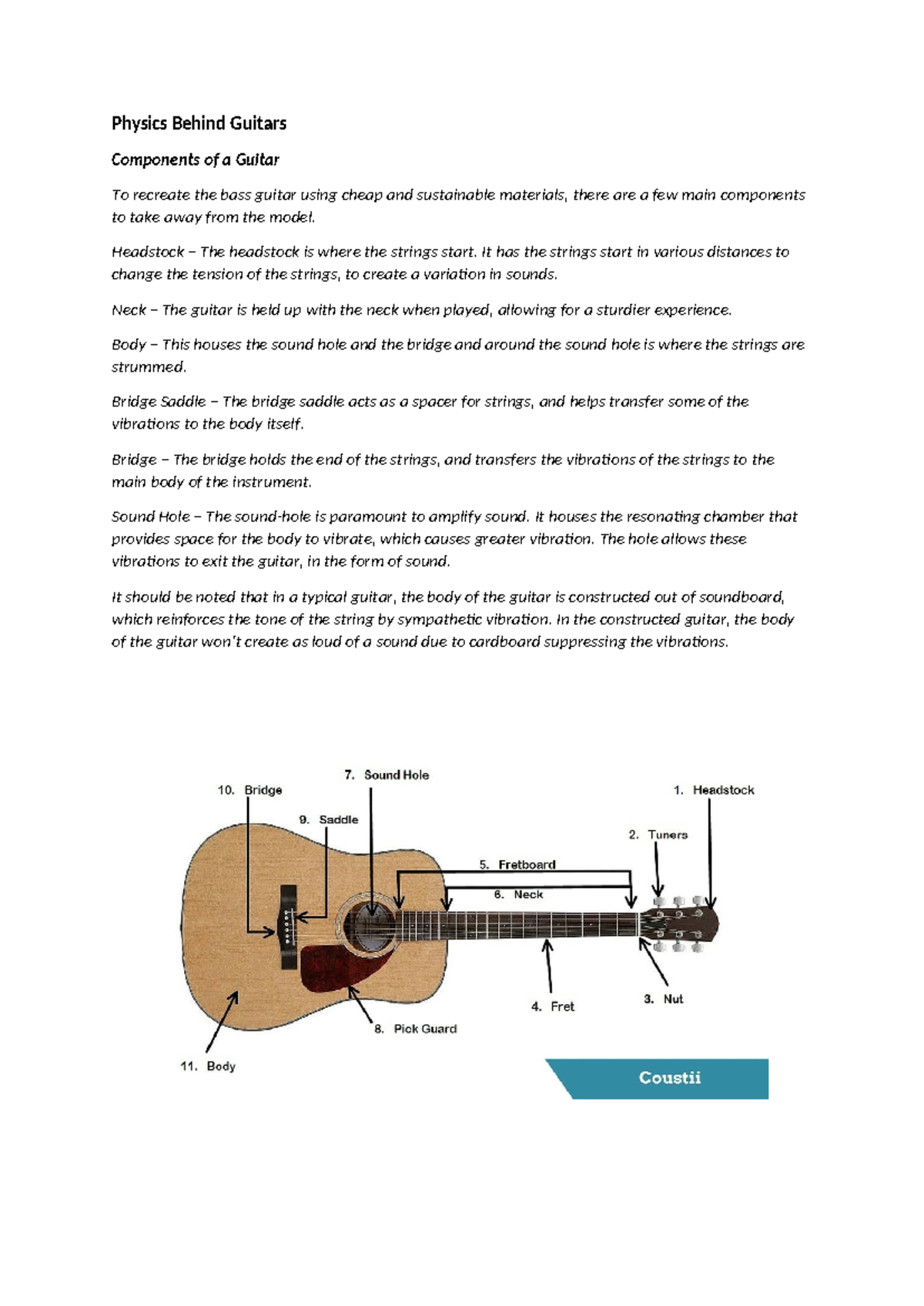 Physics Depth Study - Its good. - Physics Behind Guitars Components of ...