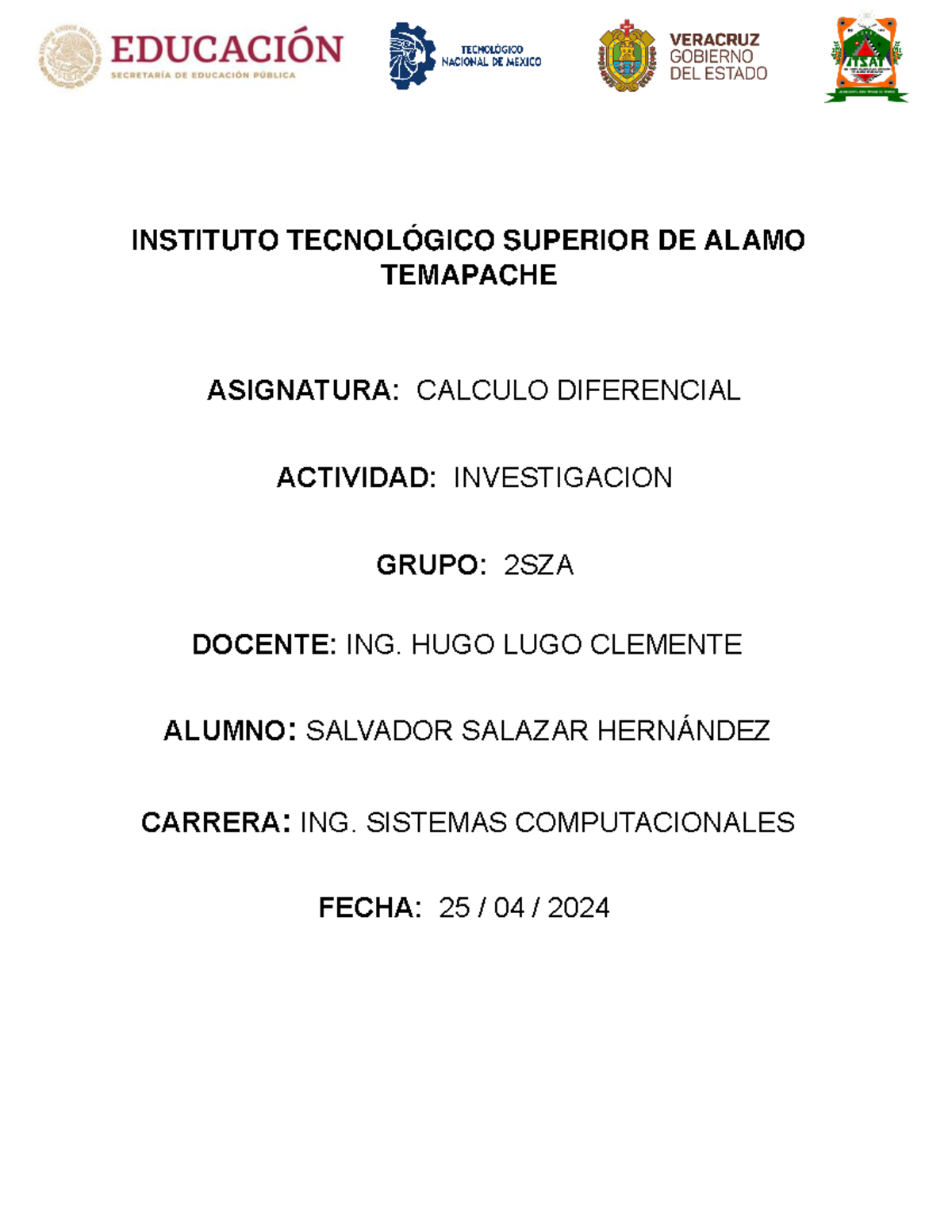 Operaciones con funciones - INSTITUTO TECNOLÓGICO SUPERIOR DE ALAMO ...