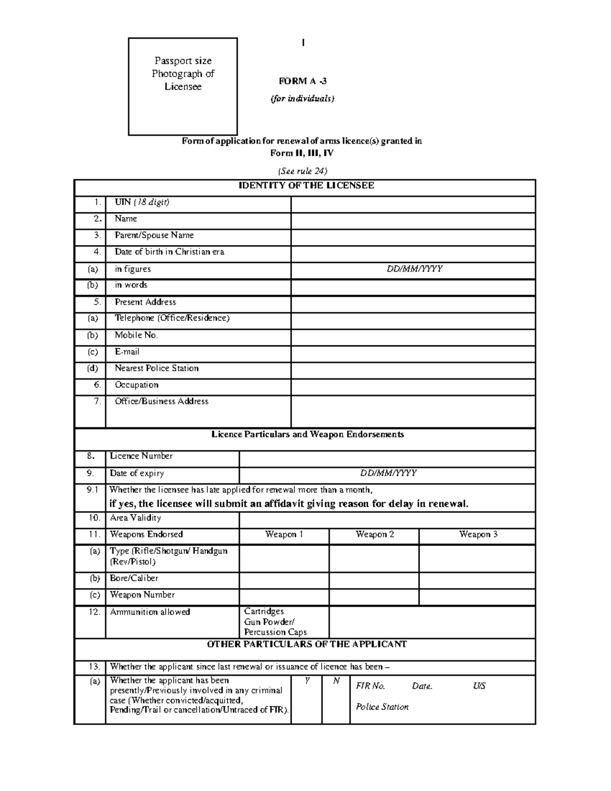 form-for-renewal-of-arms- individual licencee under Arms rules 2016 ...