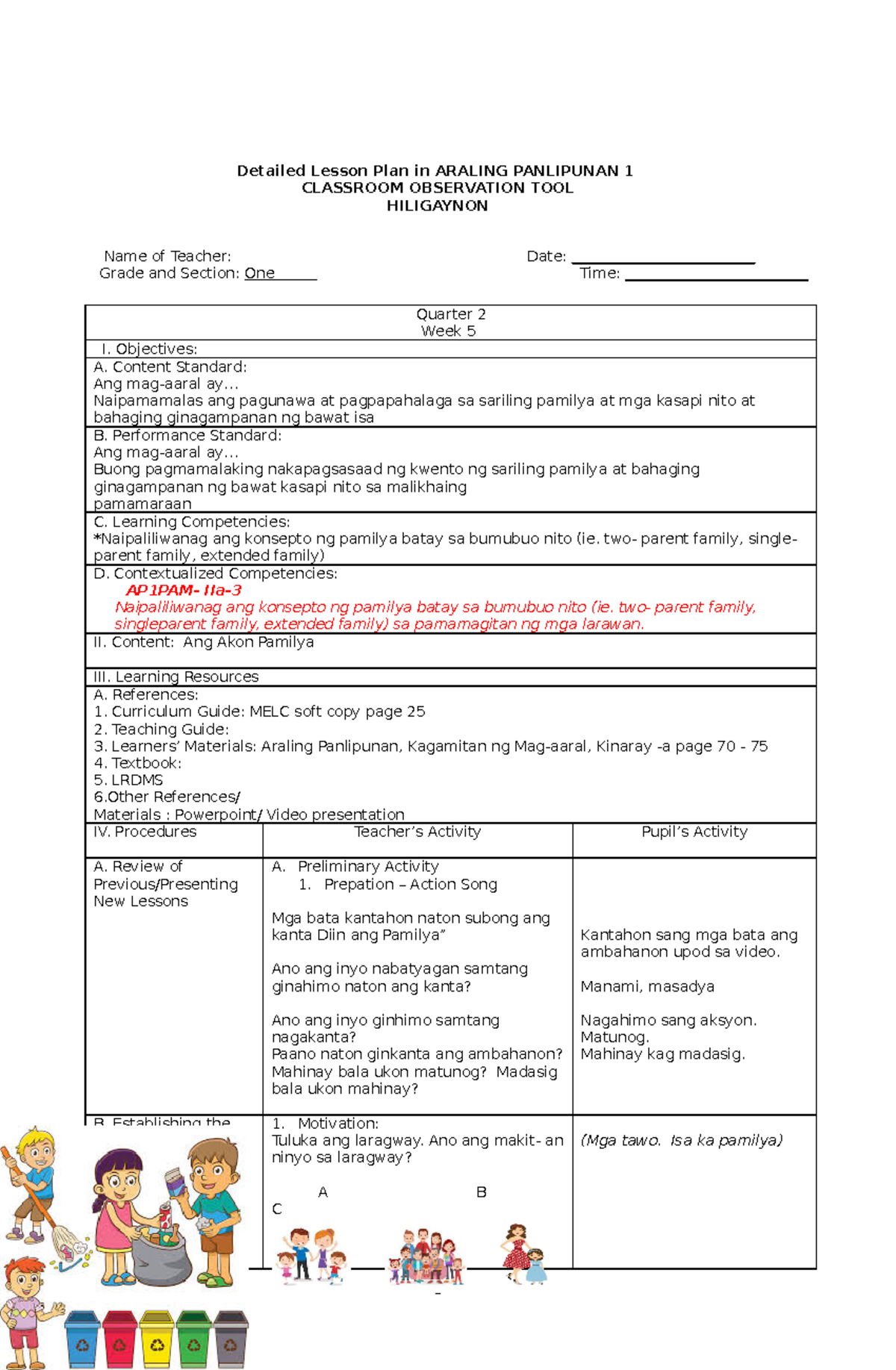 AP DLP - Lesson Plan in Ap Hiligaynon - Detailed Lesson Plan in ARALING ...