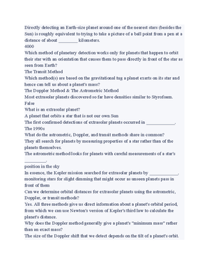 Astronomy 2 - practice materials - Based on what we know about our own ...