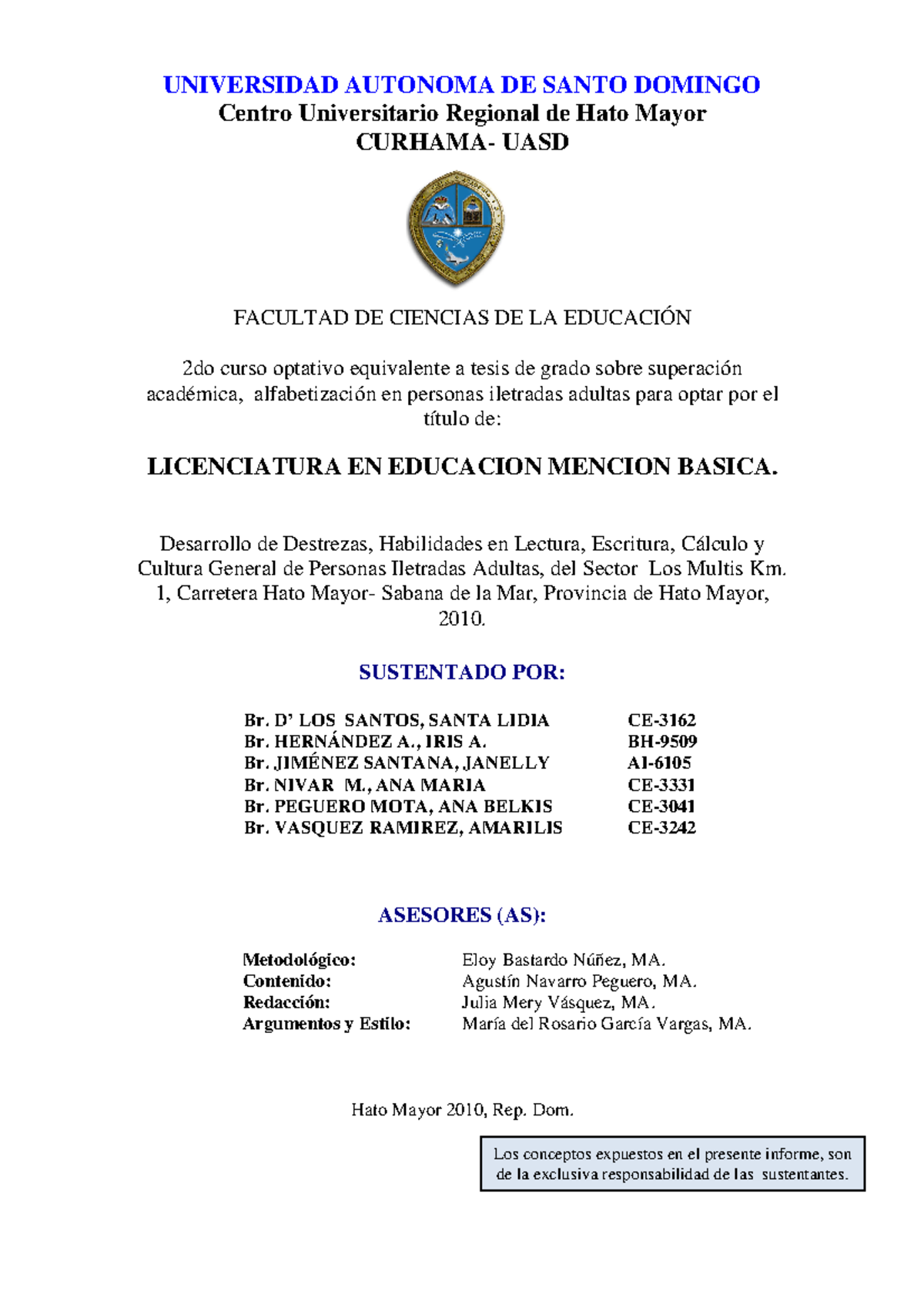 Archivo 3 - Tesis - UNIVERSIDAD AUTONOMA DE SANTO DOMINGO Centro ...