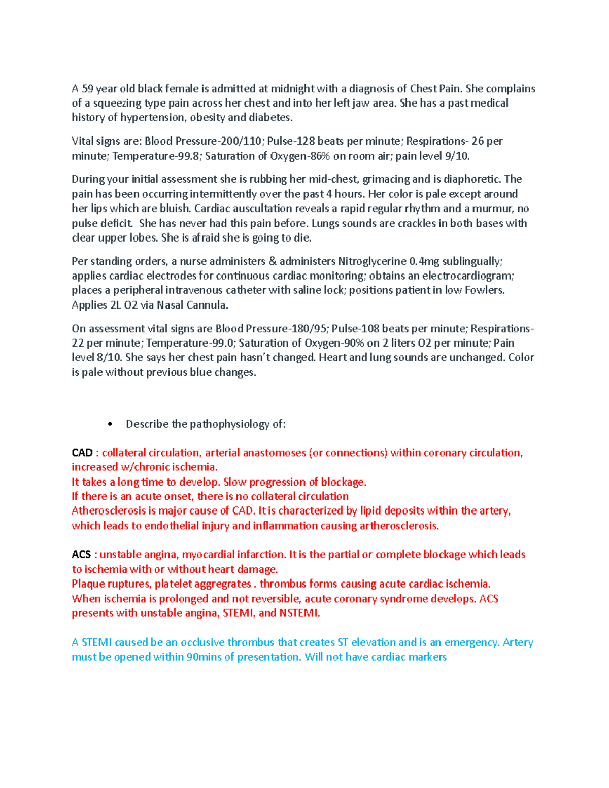 ACS Case Study - A 59 year old black female is admitted at midnight ...