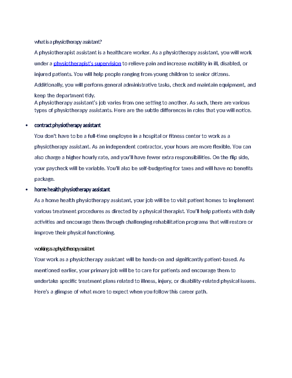 What is a physiotherapy assistant - As a physiotherapy assistant, you ...