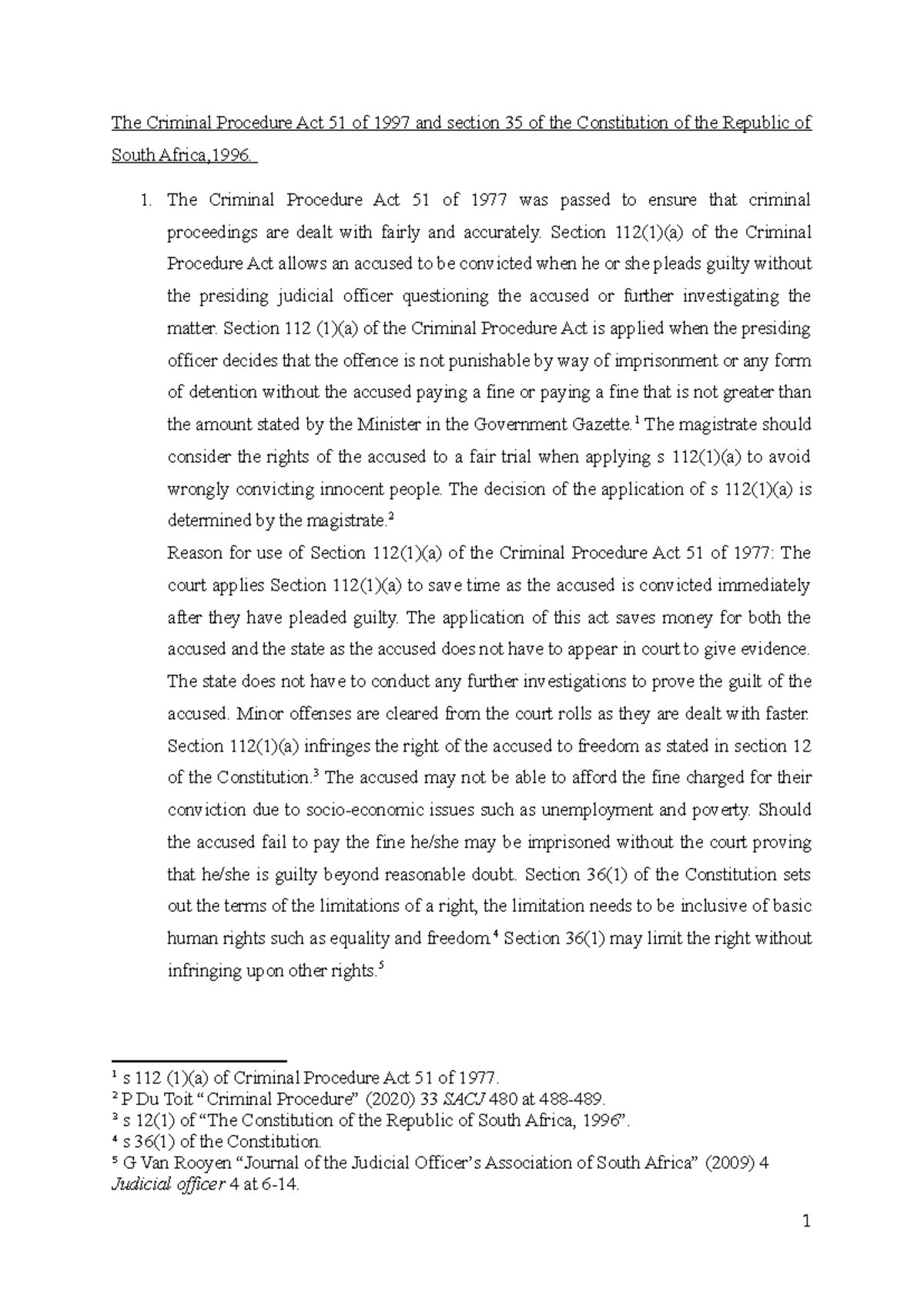 law of criminal procedure - section112 of criminal procedure act- the ...