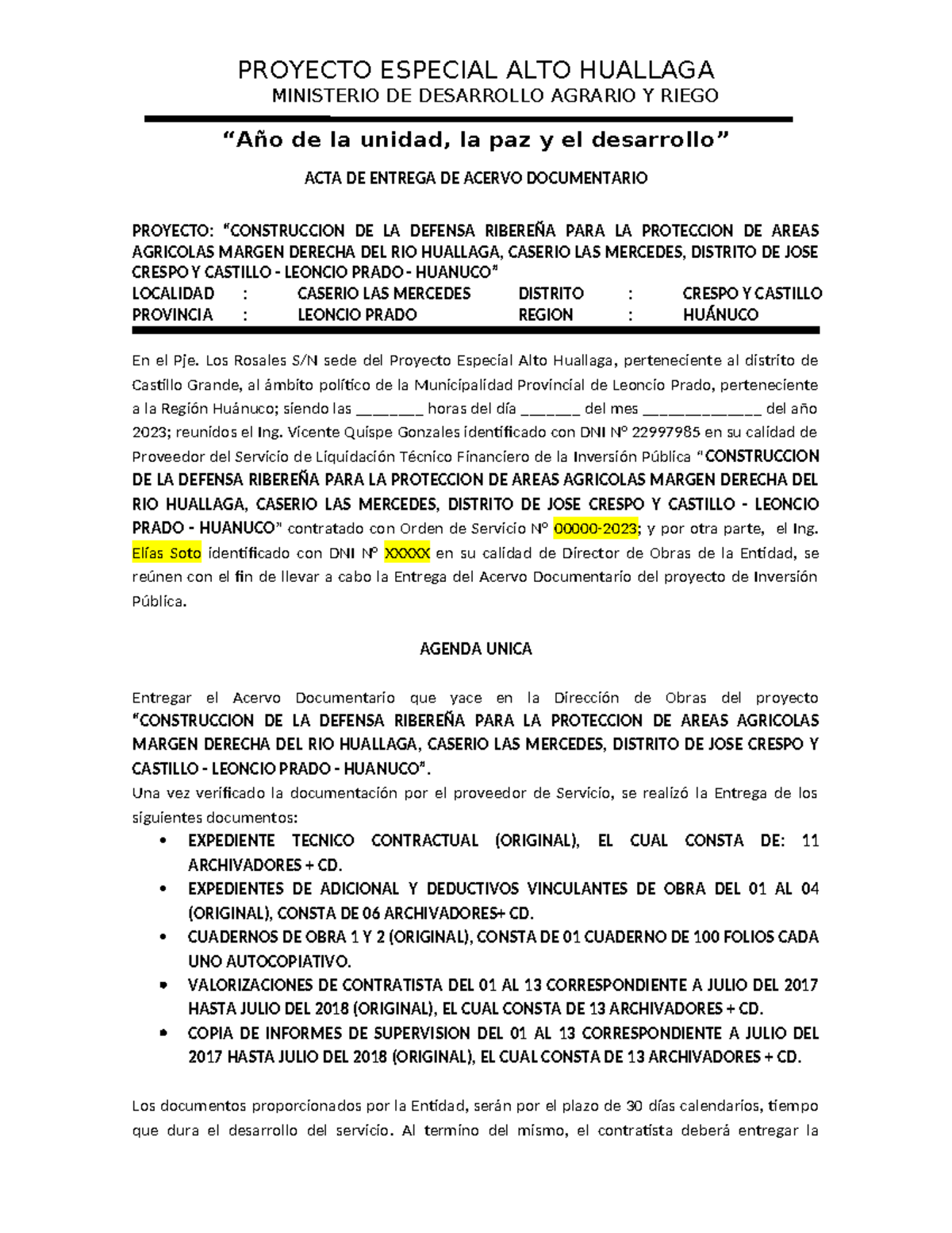 03. Acta de Entrega de Acervo Documentario - PROYECTO ESPECIAL ALTO ...