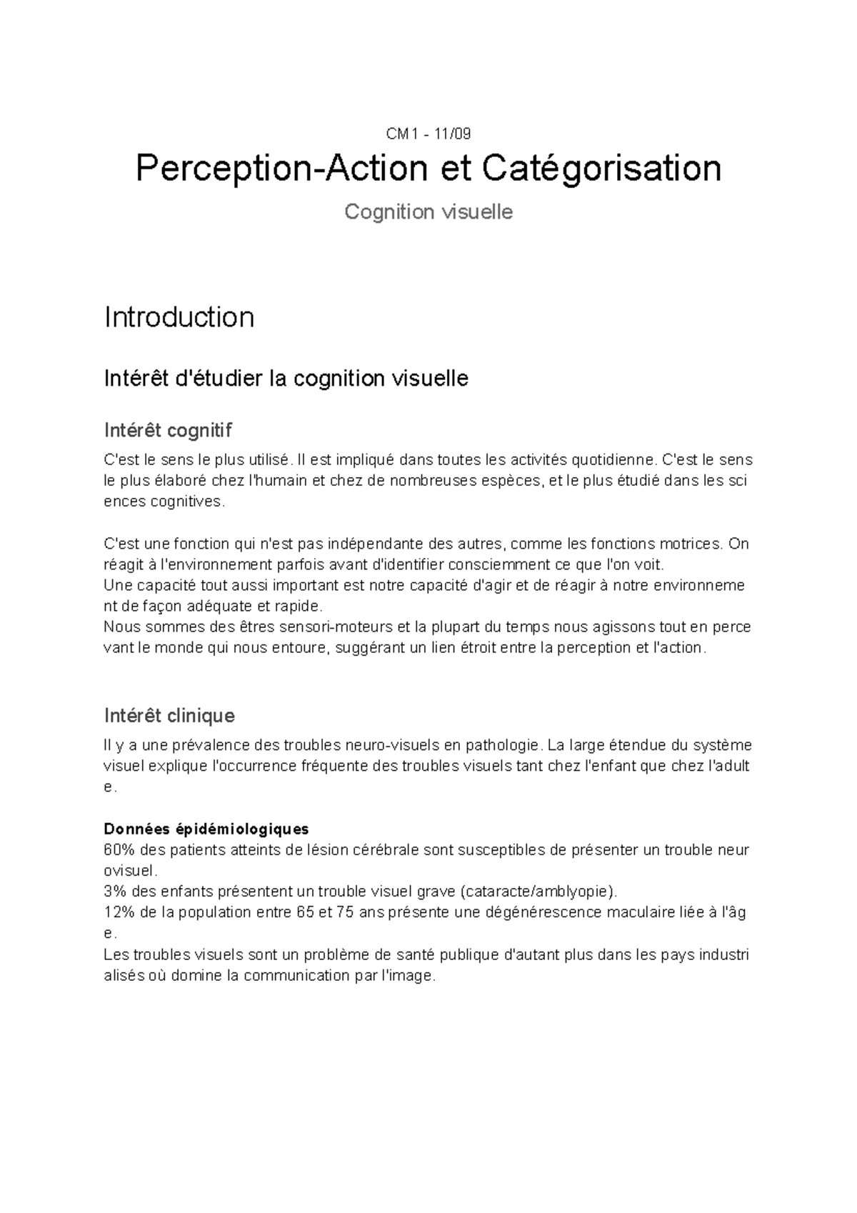 Perception-Action - Cognition visuelle Chapitre 1 Dupierrix ...
