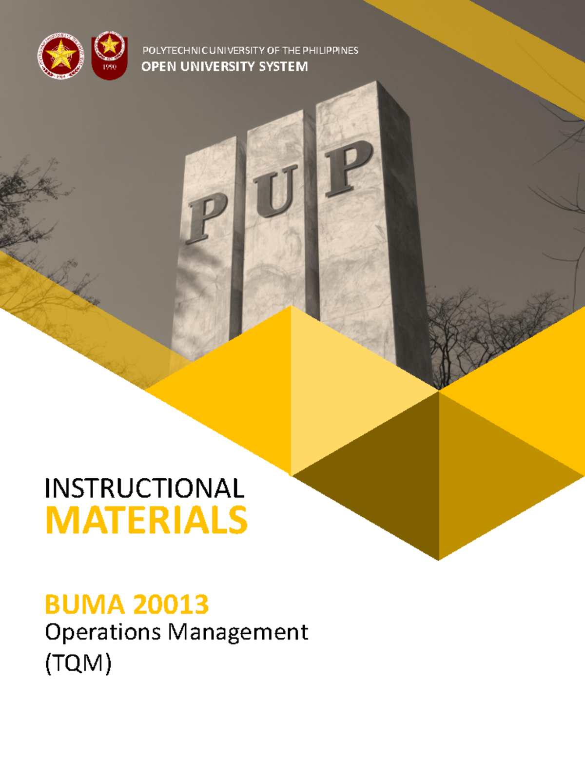 BUMA-2001 3-Operations-Management-TQM - INSTRUCTIONAL MATERIALS BUMA ...