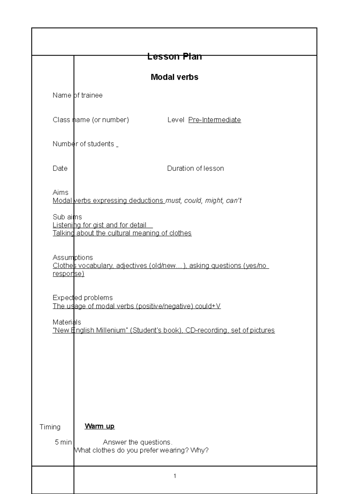 Lesson Modal verbs 1416940498 46612 - Lesson Plan Modal verbs Name of ...