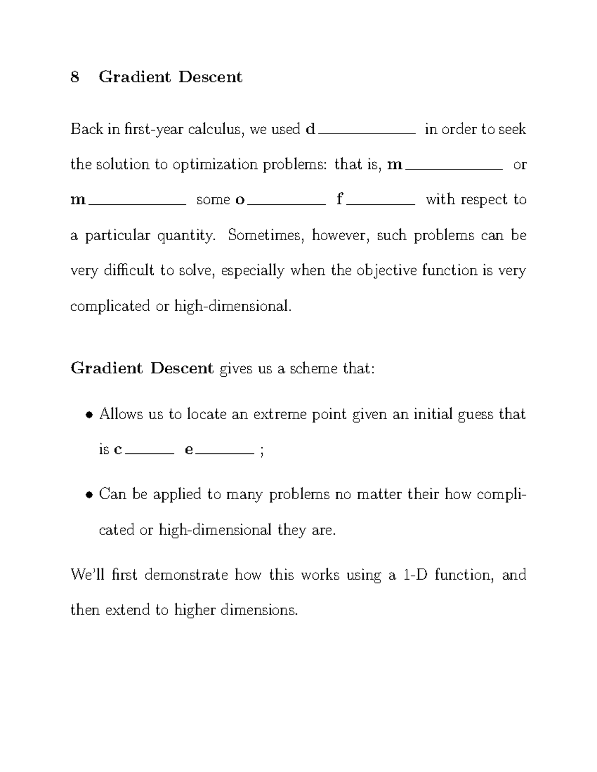 Week 9 - Gradient Descent - 8 Gradient Descent Back in first-year ...