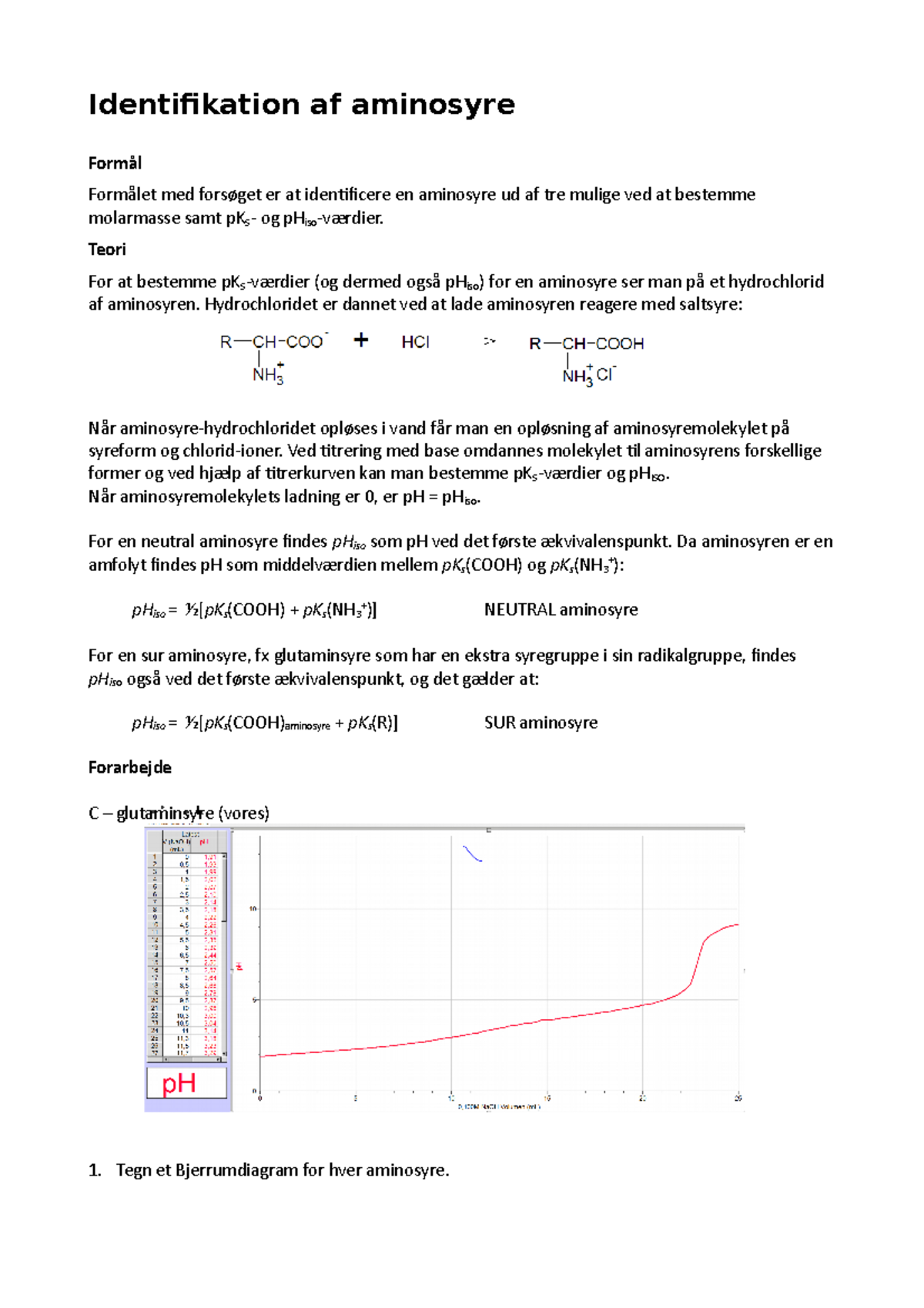 Identifikation af aminosyre 2 - Identifikation af aminosyre Formål ...