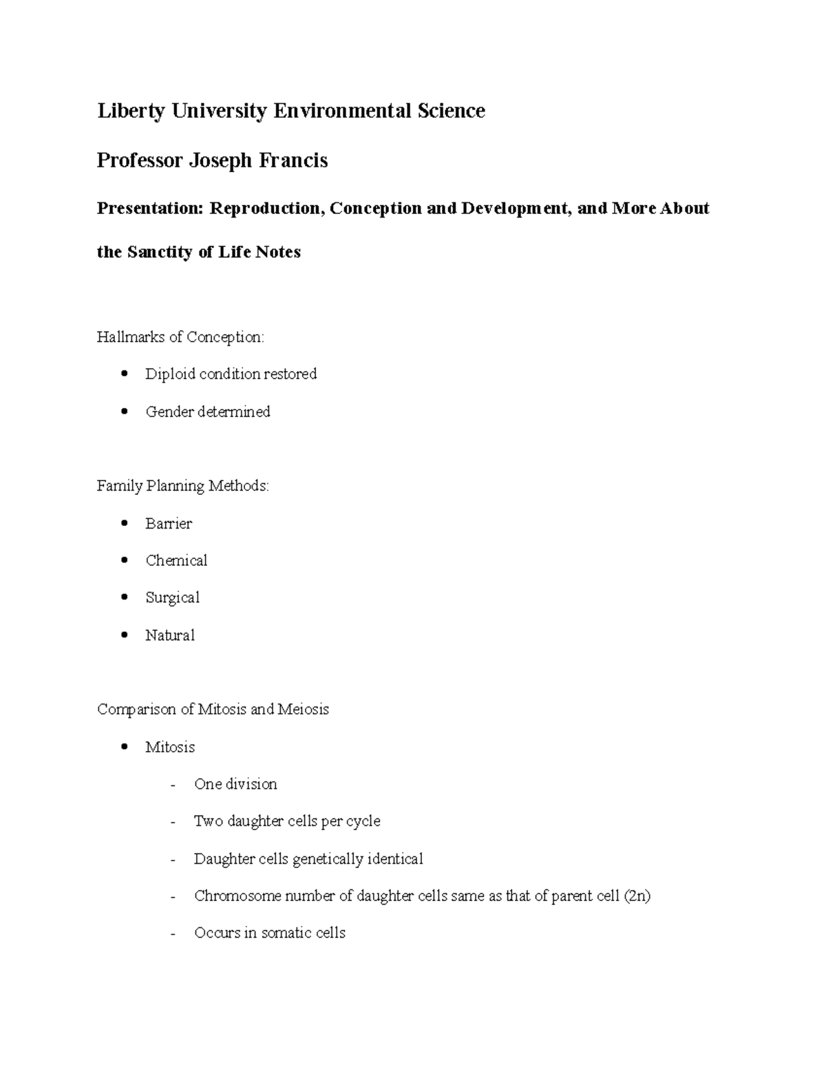 Environmental Science Presentation- Reproduction, Conception and ...